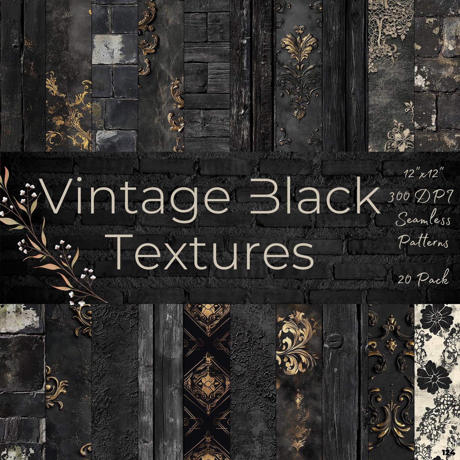 Black Vintage Texture: Seamless Baroque Design (digital Download) - Etsy