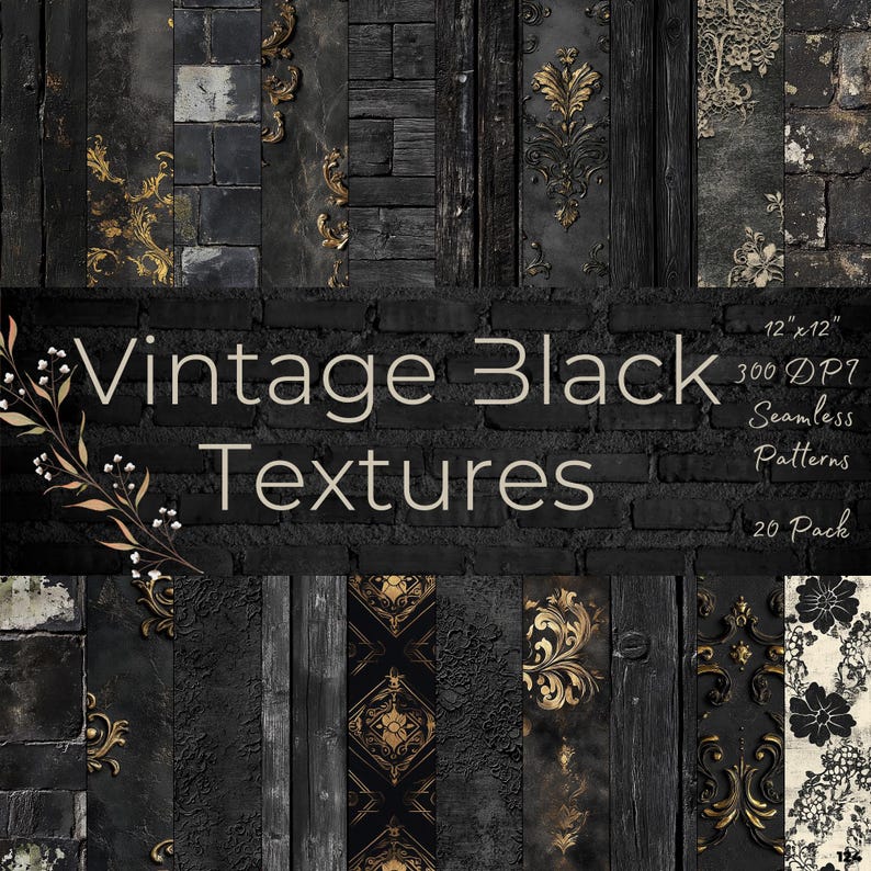 Black Vintage Texture Seamless Design for Classical Aesthetic - Etsy