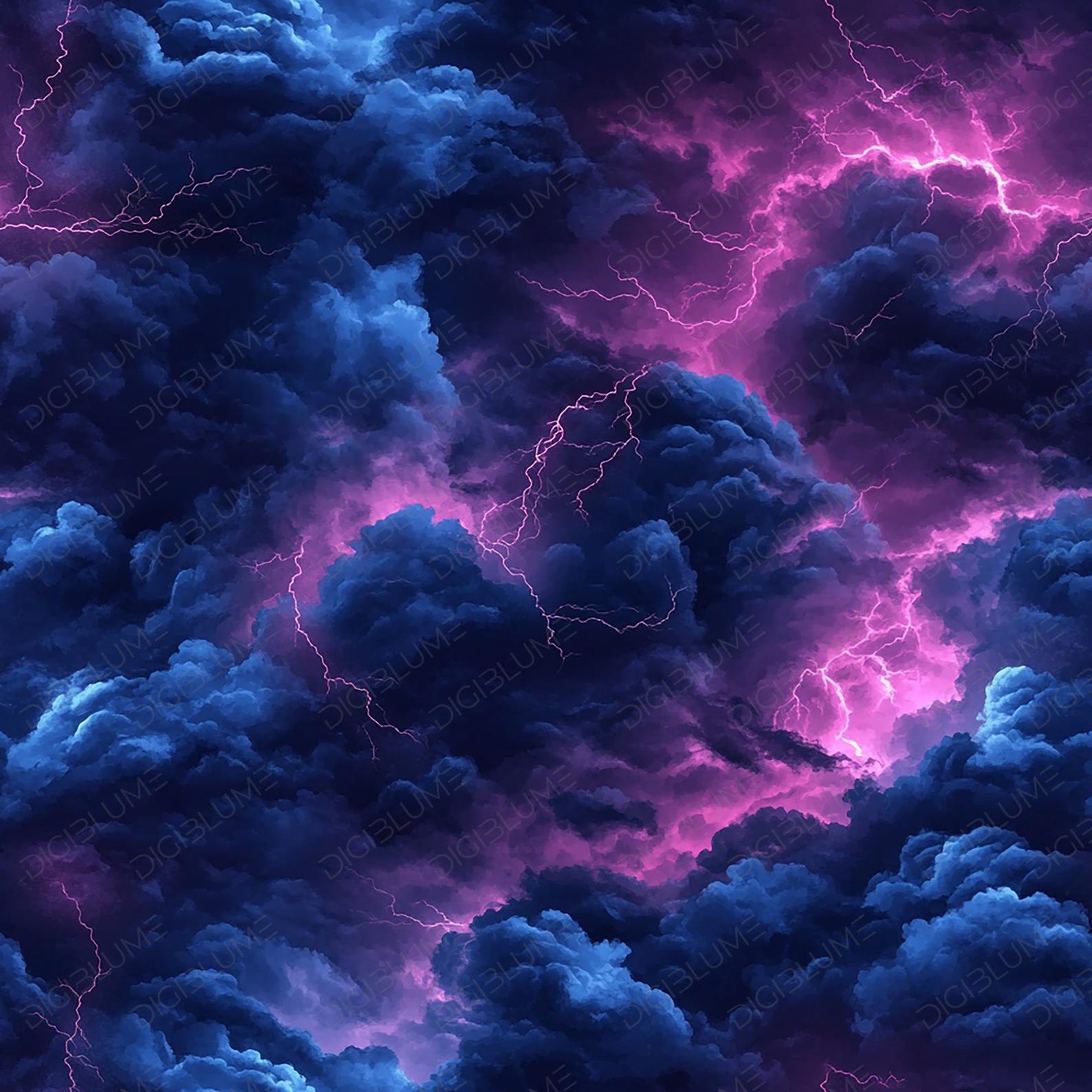 Moody Lightning Seamless Pattern Dark Stormy Clouds Digital Backgrounds ...