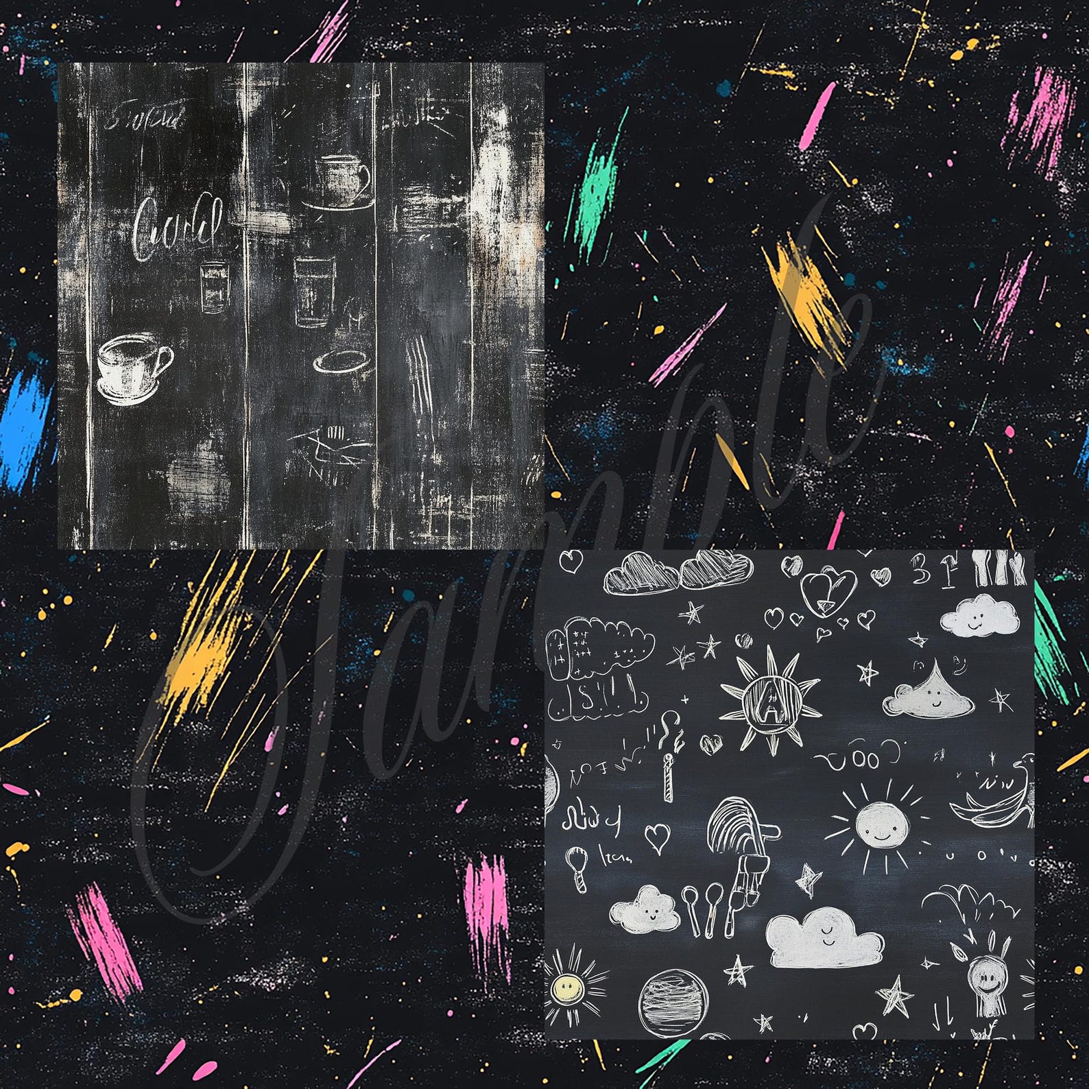 Black Chalkboard Texture Seamless Pattern for Creative Design - Etsy