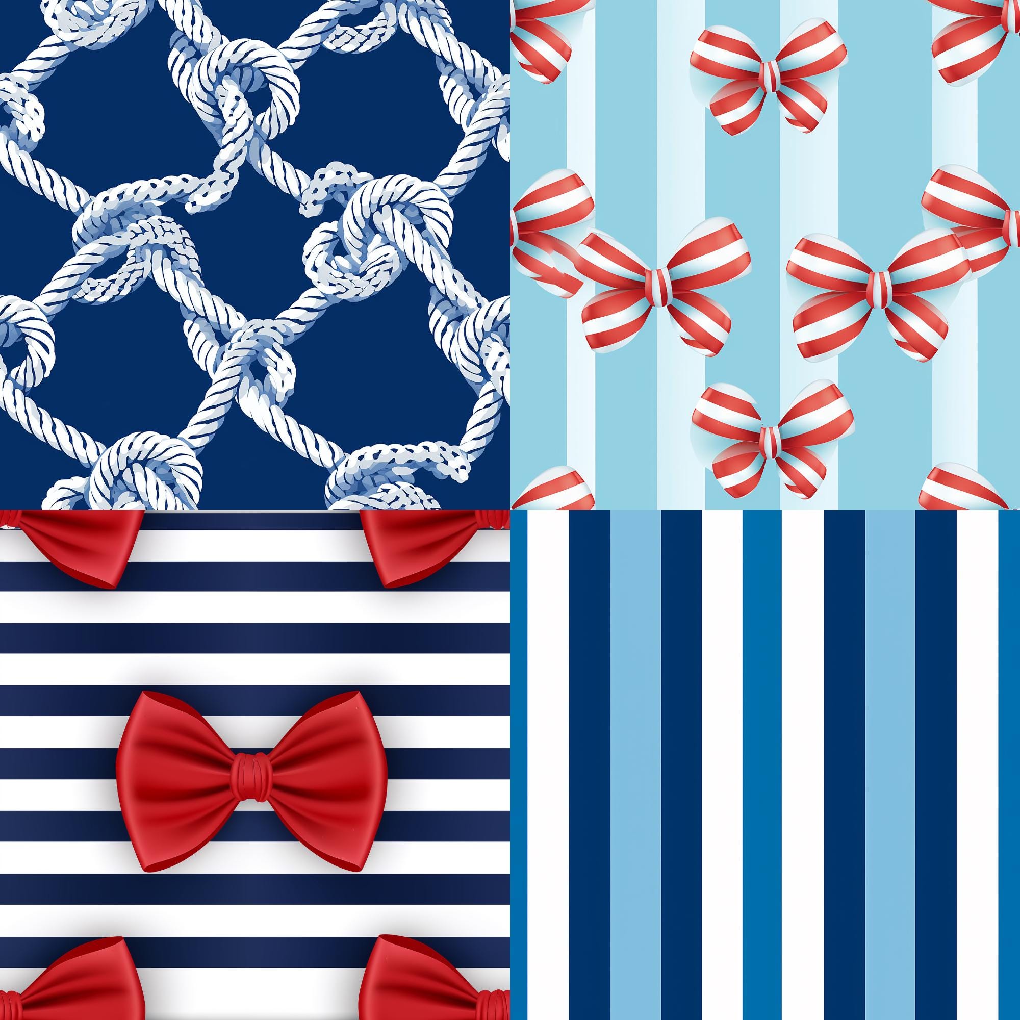 Nautical Striped Patterns With Red Bow Seamless Navy Blue & White ...