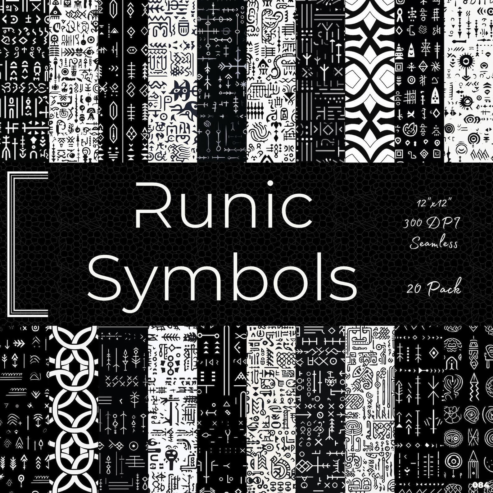 Runic Symbols Seamless Pattern | Black & White Celtic Designs | Instant ...