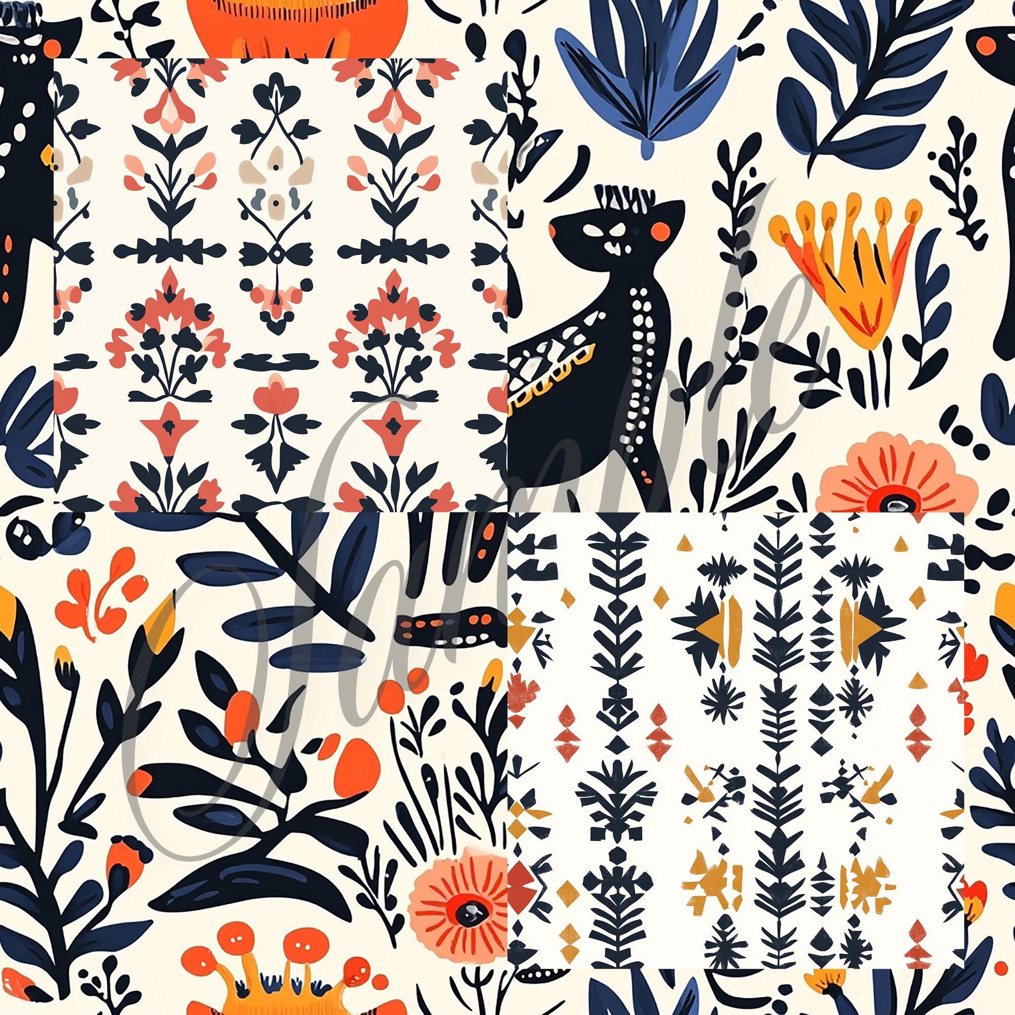 Scandinavian Folk Art Seamless Pattern for Crafts & Decor - Etsy