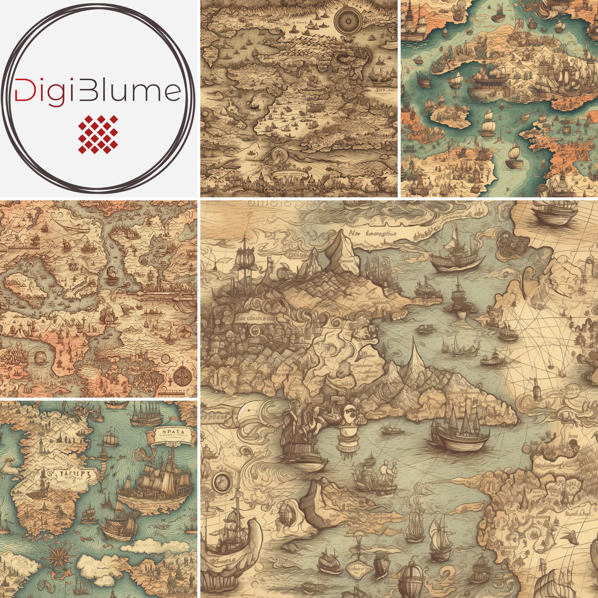 Vintage Fantasy Digital Map Old Maps Digital Pattens Seamless - Etsy UK