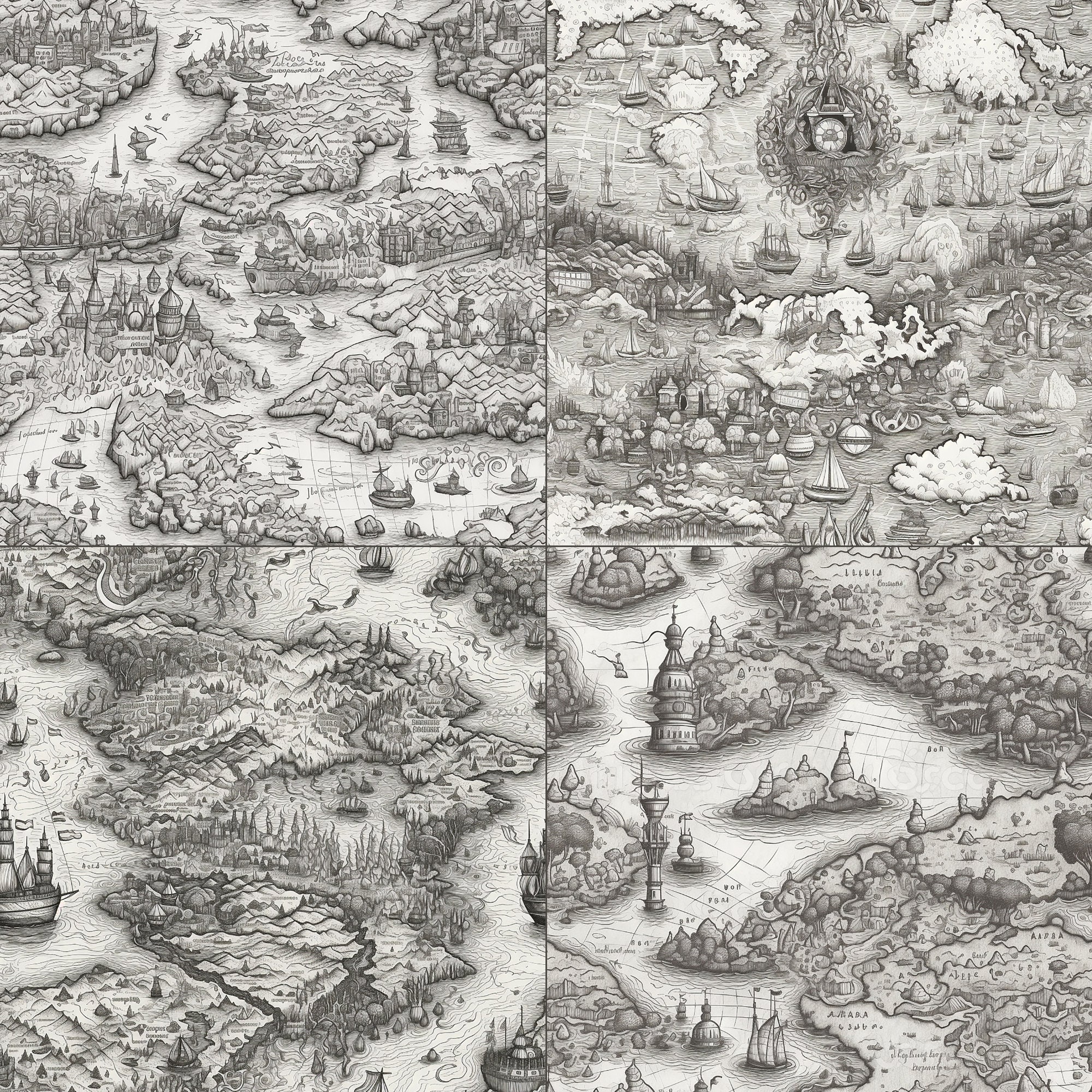 Vintage Map Digital Pattern Black and White Vintage Maps Seamless Print ...