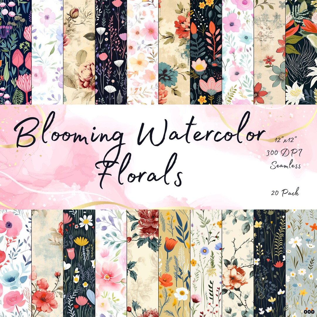 Watercolor Flower Printable Botanical Garden Scrapbooking Floral ...