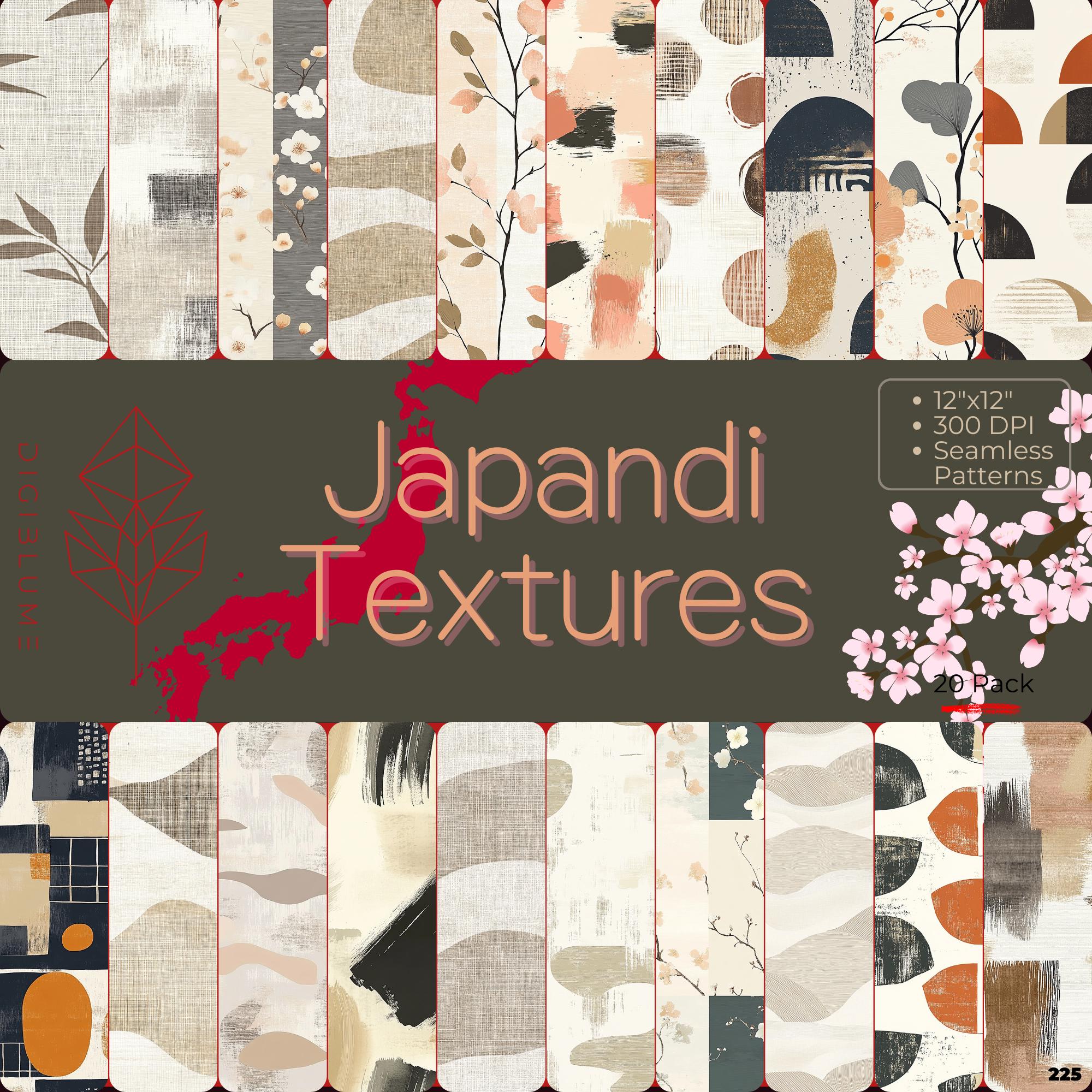 Seamless Japandi Style Digital Paper Minimalist Wabi-sabi Textures for ...