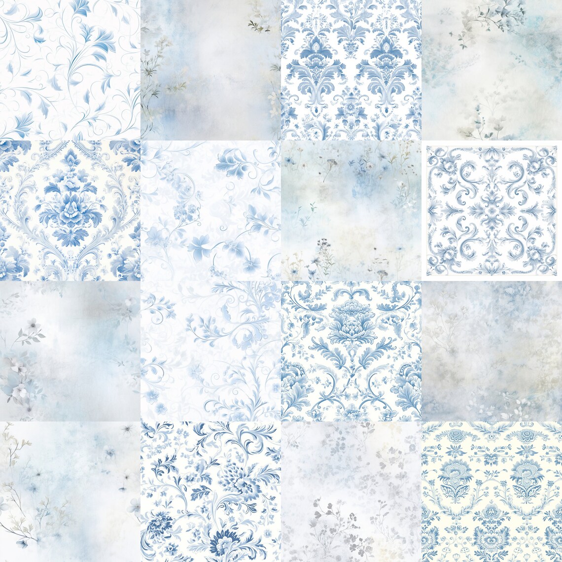 Vintage Light Blue Wallpaper French Styled Scrapbook Digital Paper ...
