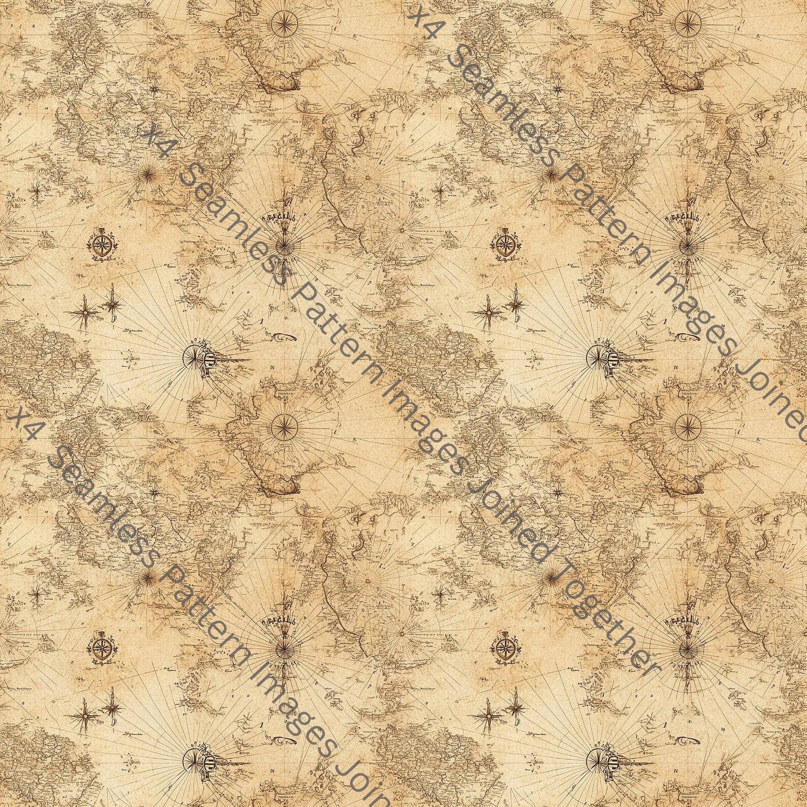 Vintage Map Patterns | Seamless Antique Cartography Designs | Fantasy ...