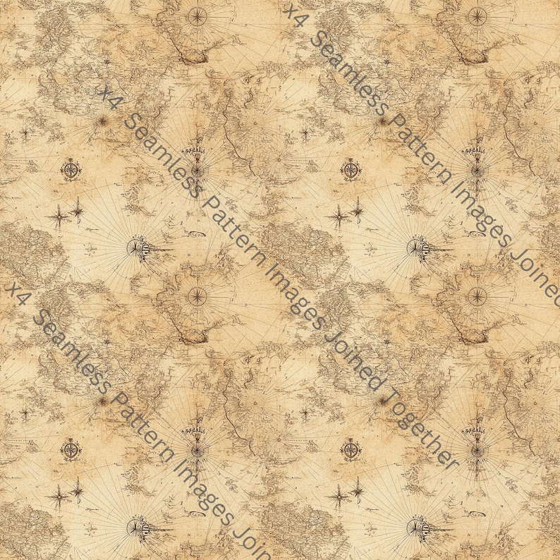 Vintage Map Patterns | Seamless Antique Cartography Designs | Fantasy ...
