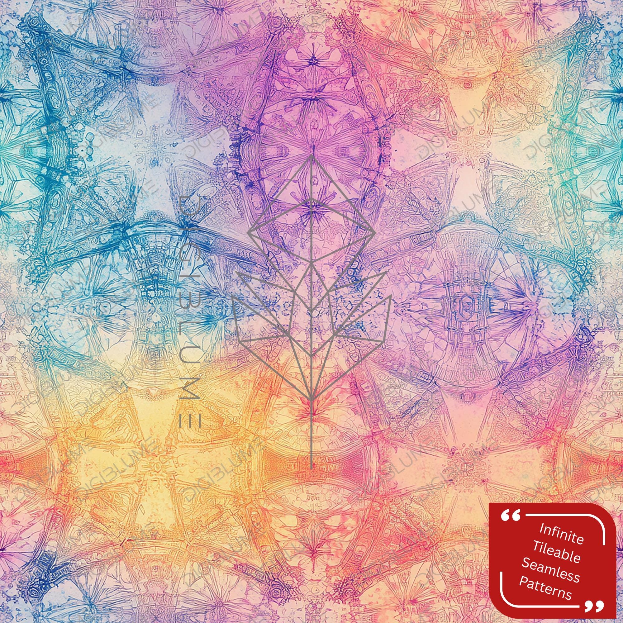 Boho Mandala Seamless Pattern Vintage Digital Paper for Crafts Hippie ...