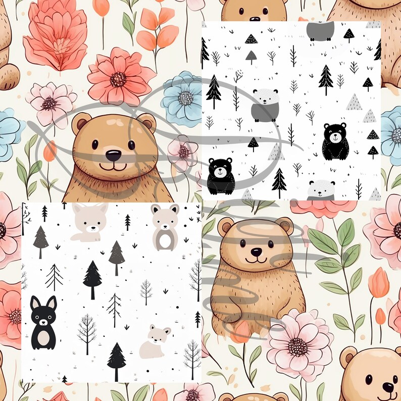 Cute Baby Bears on Light Grey Background Nursery Decor - 20 Pack - Etsy