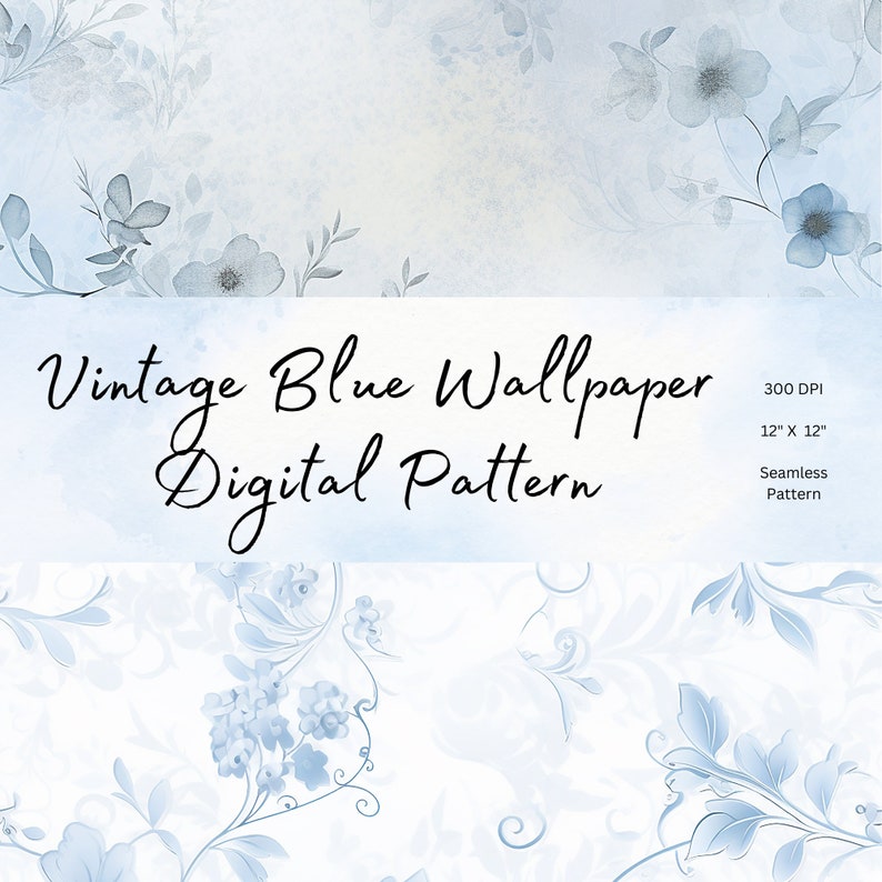 Vintage Light Blue Wallpaper French Styled Scrapbook Digital Paper ...