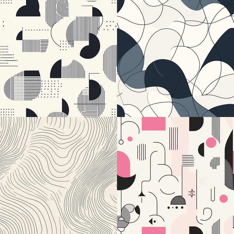 Minimalist Line Art Seamless Pattern for Modern Projects - Etsy