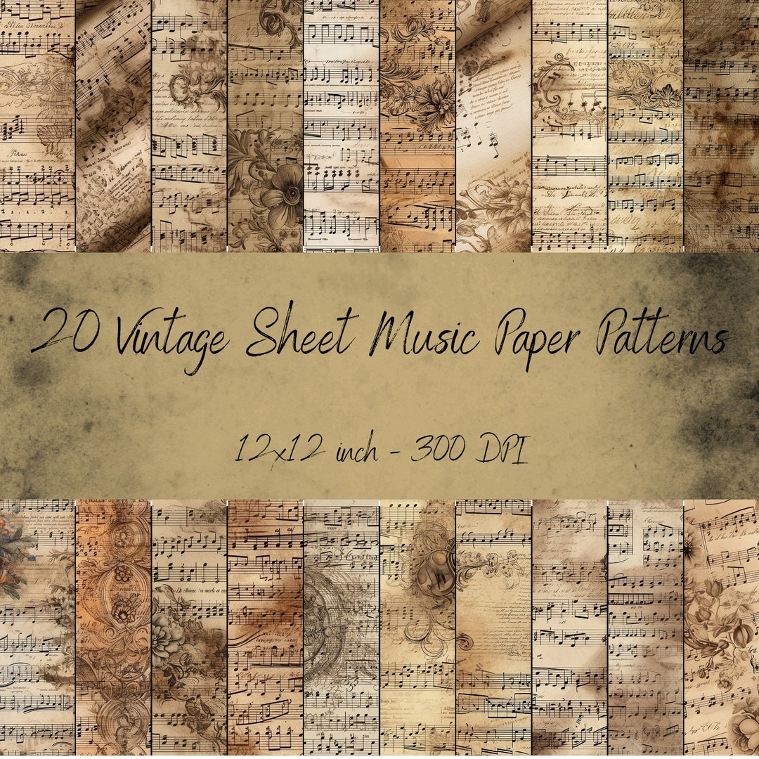 Vintage Music Notes Sheet Seamless Old Digital Pattens – 20 Pack - Etsy