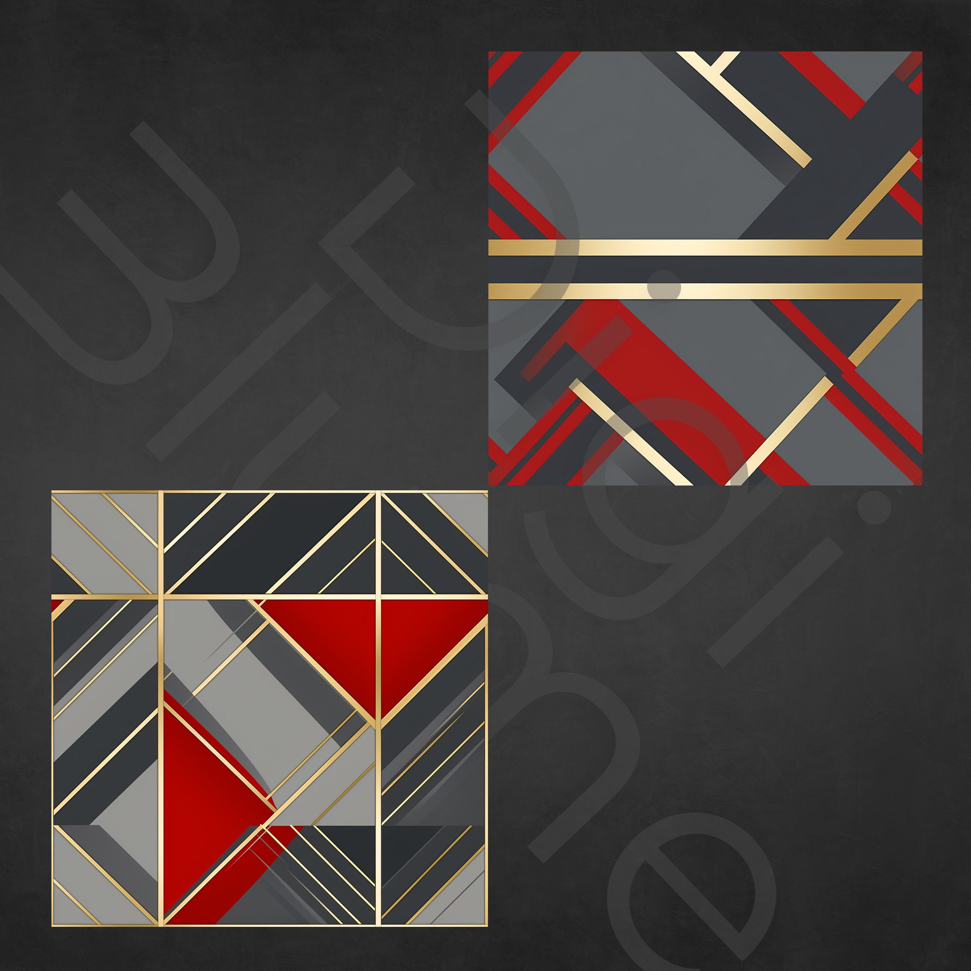Red and Gold Digital Paper Background Seamless Geometric Printable ...