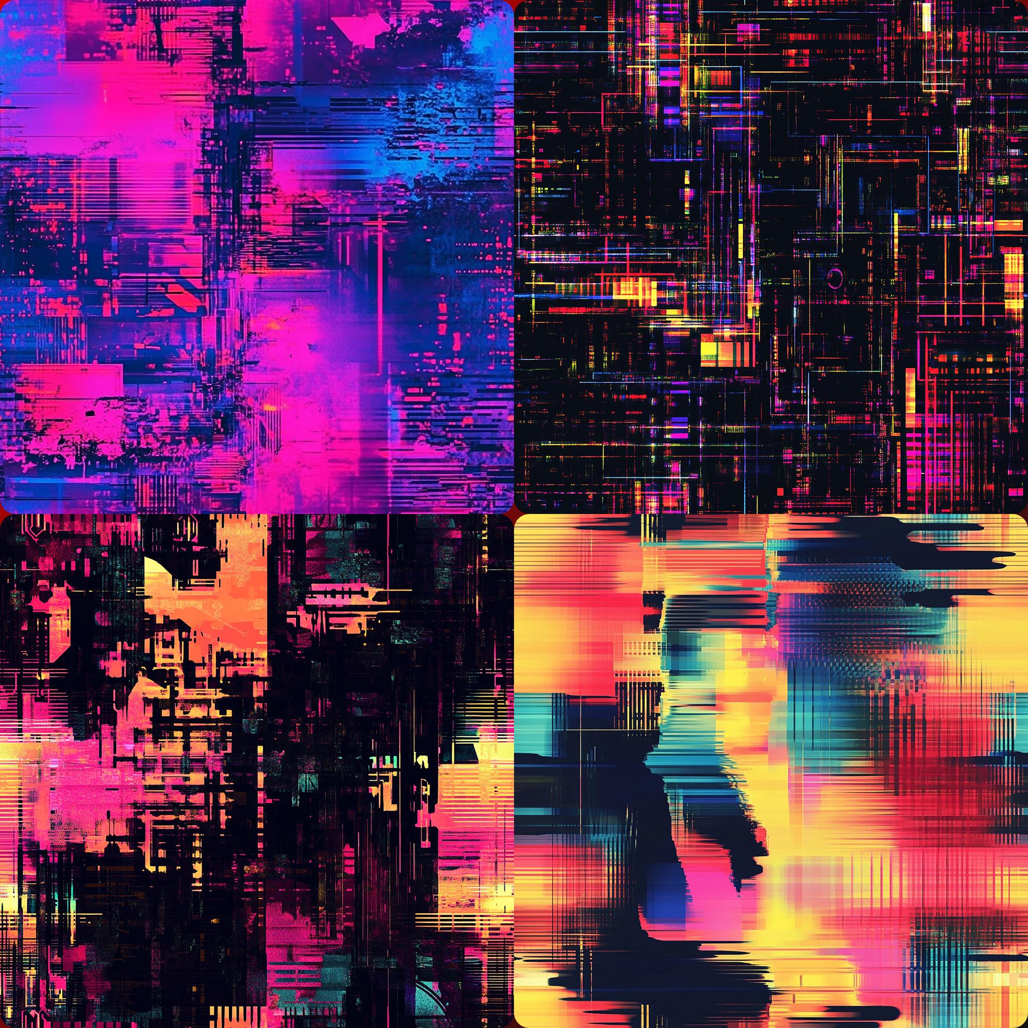 Cyberpunk Glitch Seamless Digital Paper – Futuristic VHS & Digital ...