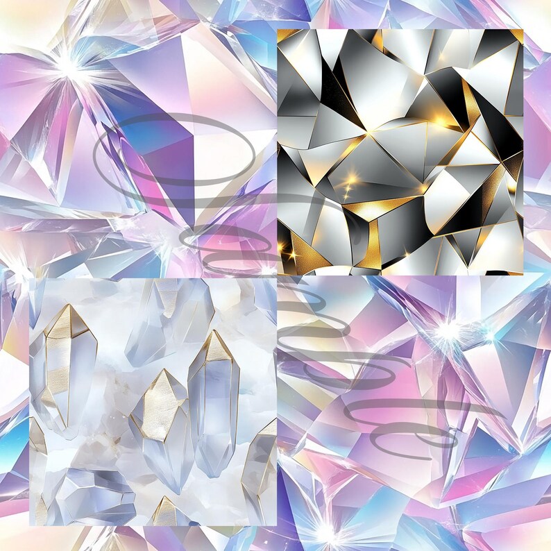 Crystal and Gemstone Patterns | Shimmering Seamless Designs - Etsy