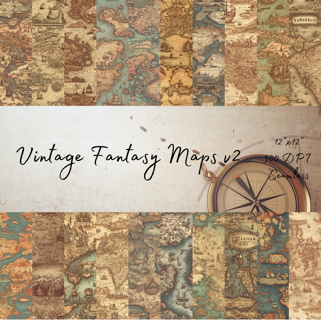 Old Vintage Maps Digital Paper Seamless Pattern Hand Drawn Map - Etsy