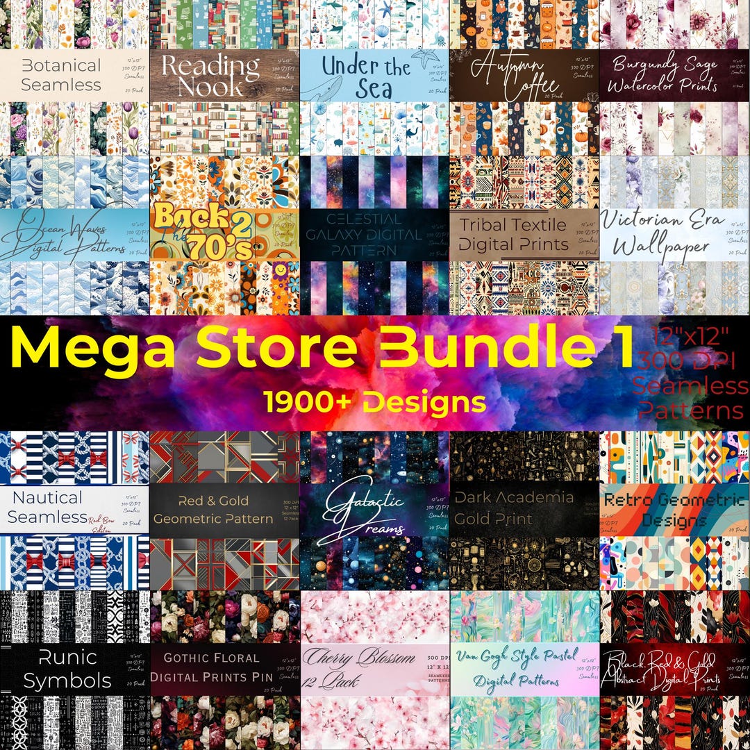 Seamless Paper Pattern Bundle: 1900+ Digital Assets (digital Download ...