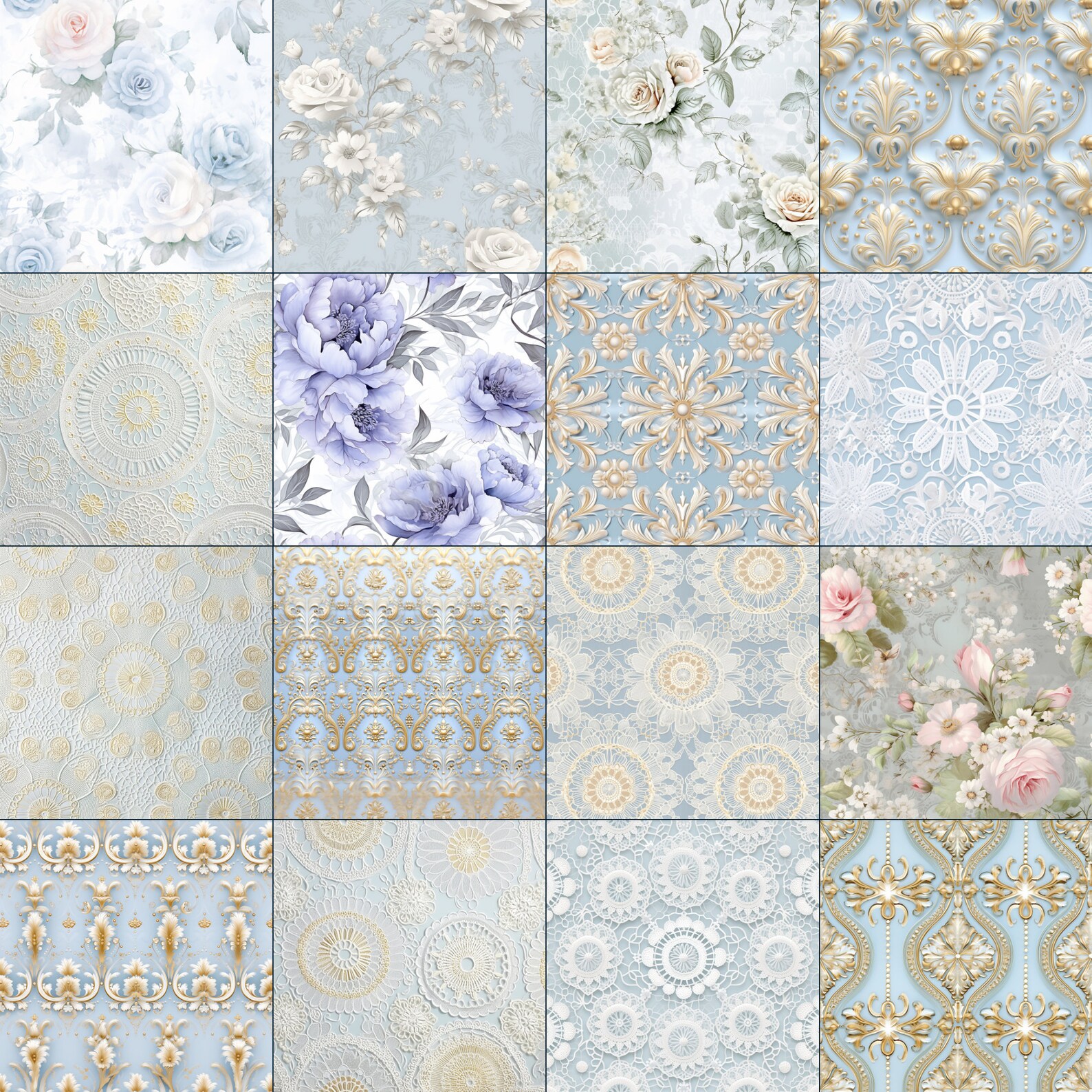 Victorian Era Styled Old Vintage Watercolor Lace Floral Patterns - 20 ...