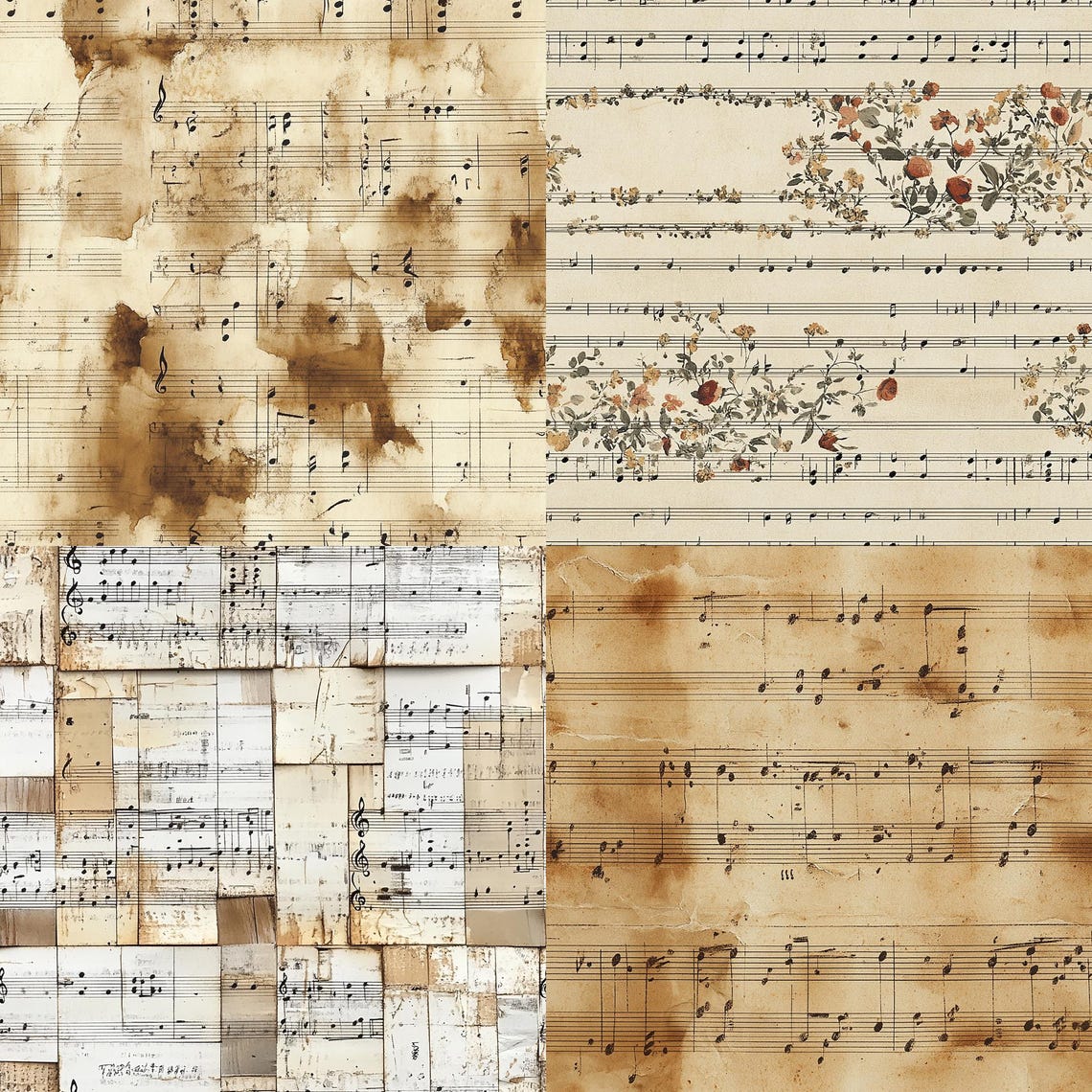 Vintage Sheet Music Paper Texture Seamless Design for Creative ...