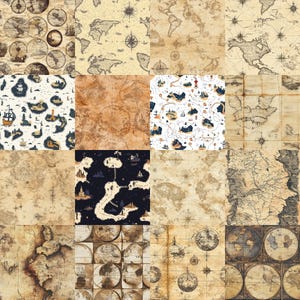 Vintage Map Patterns | Seamless Antique Cartography Designs | Fantasy ...