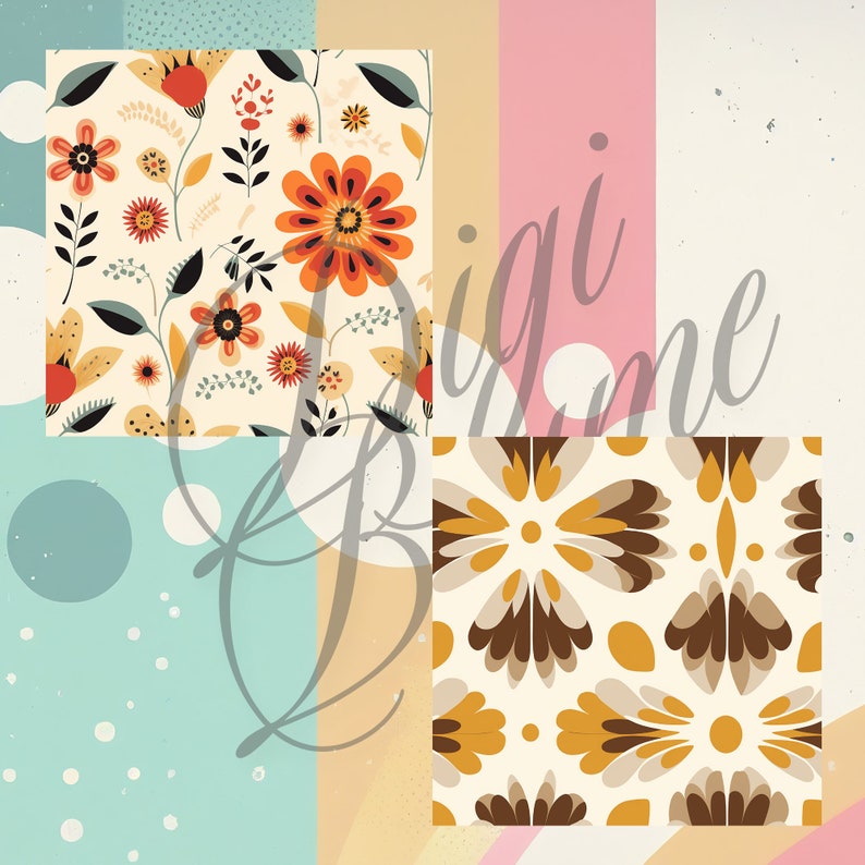 Retro-funk Seamless Pattern: Groovy Flowers, Psychedelic Vines, and ...