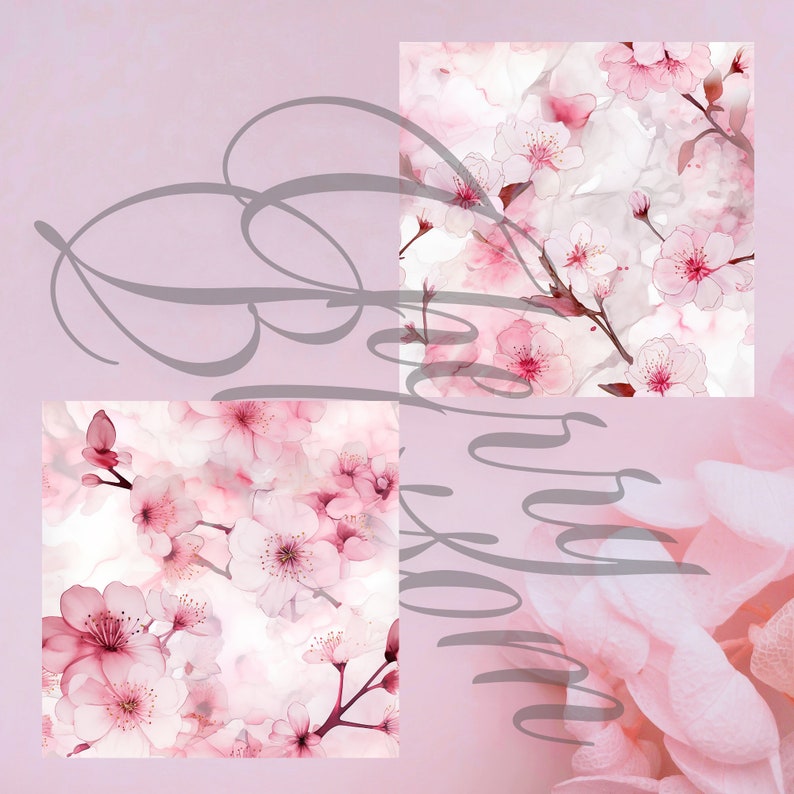 Japanese Cherry Blossom Digital Seamless Pattern Pack Printable Spring ...