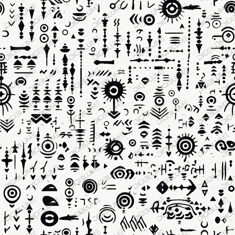 Runic Symbols Seamless Pattern | Black & White Celtic Designs | Instant ...