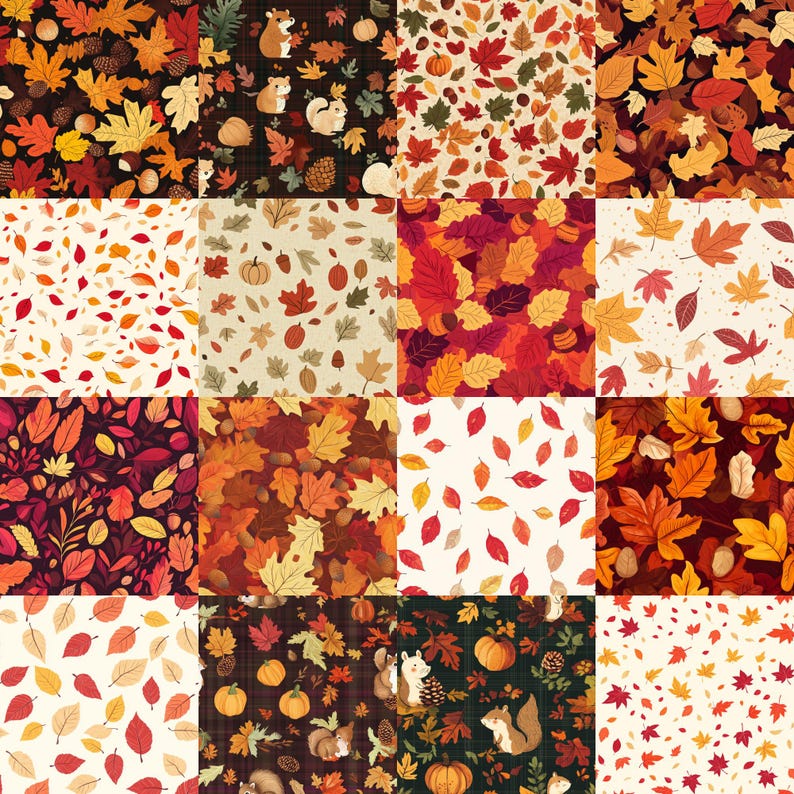 Autumn Leaves Seamless Pattern for Cozy Seasonal Crafts - Etsy