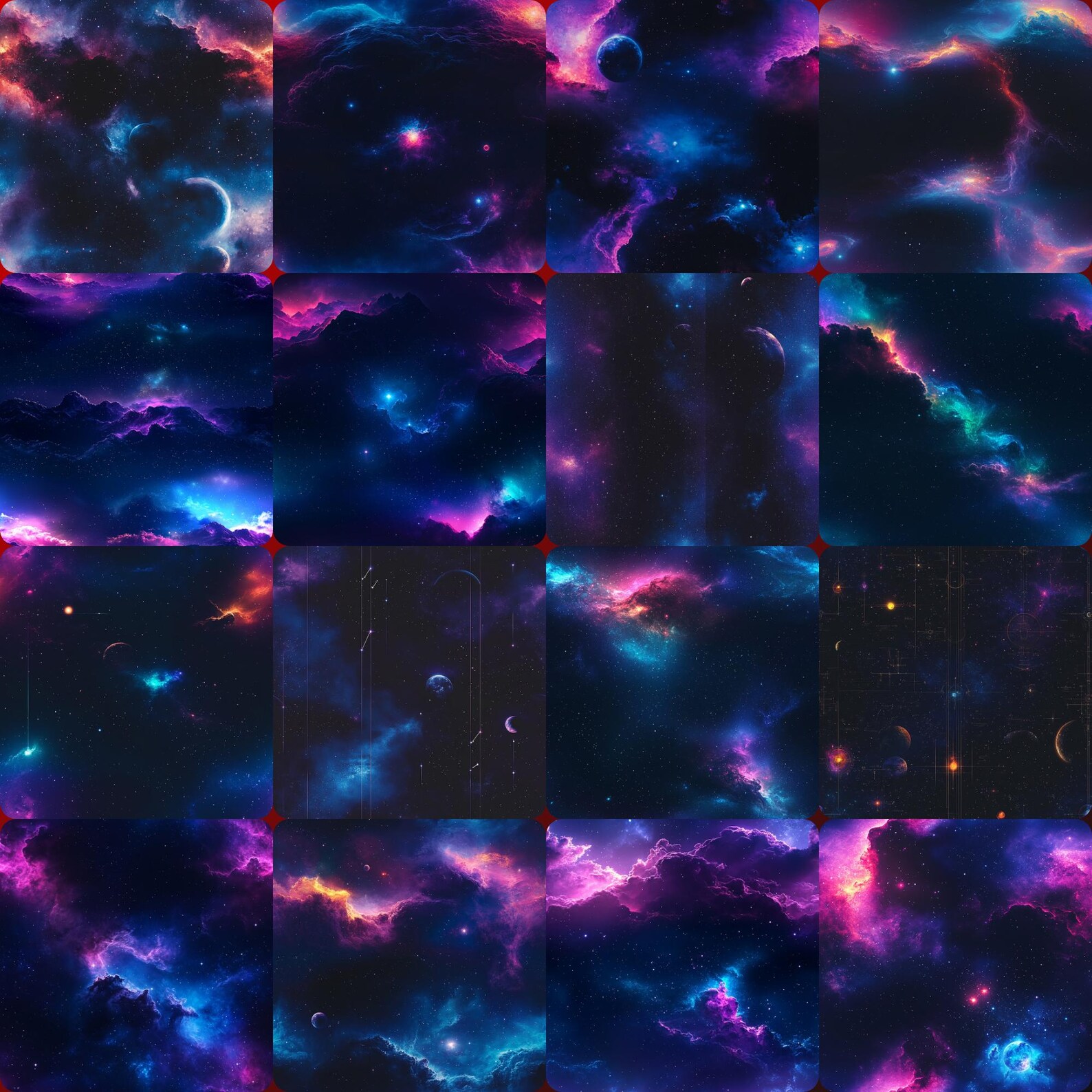 Galaxy Scrapbook Paper Bundle Seamless Starry Sky Patterns Celestial ...