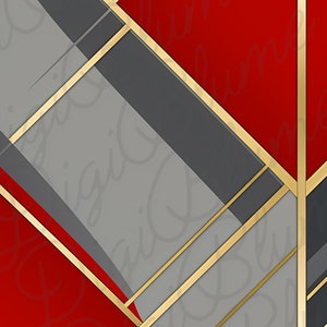 Red and Gold Digital Paper Background Seamless Geometric Printable ...