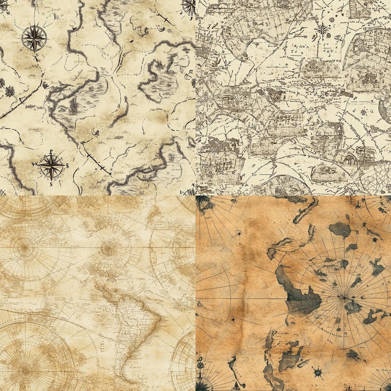 Vintage Map Texture Seamless Pattern for Artistic Projects Fantasy ...