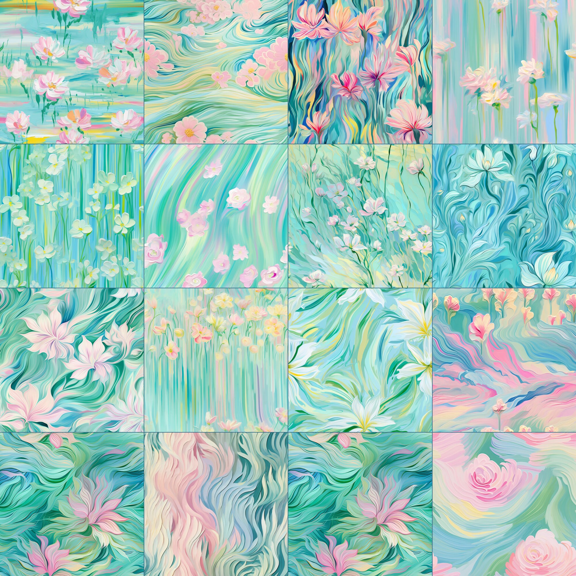 Van Gogh Styled Pastel Print Pattern Pastel Colors Seamless Digital ...