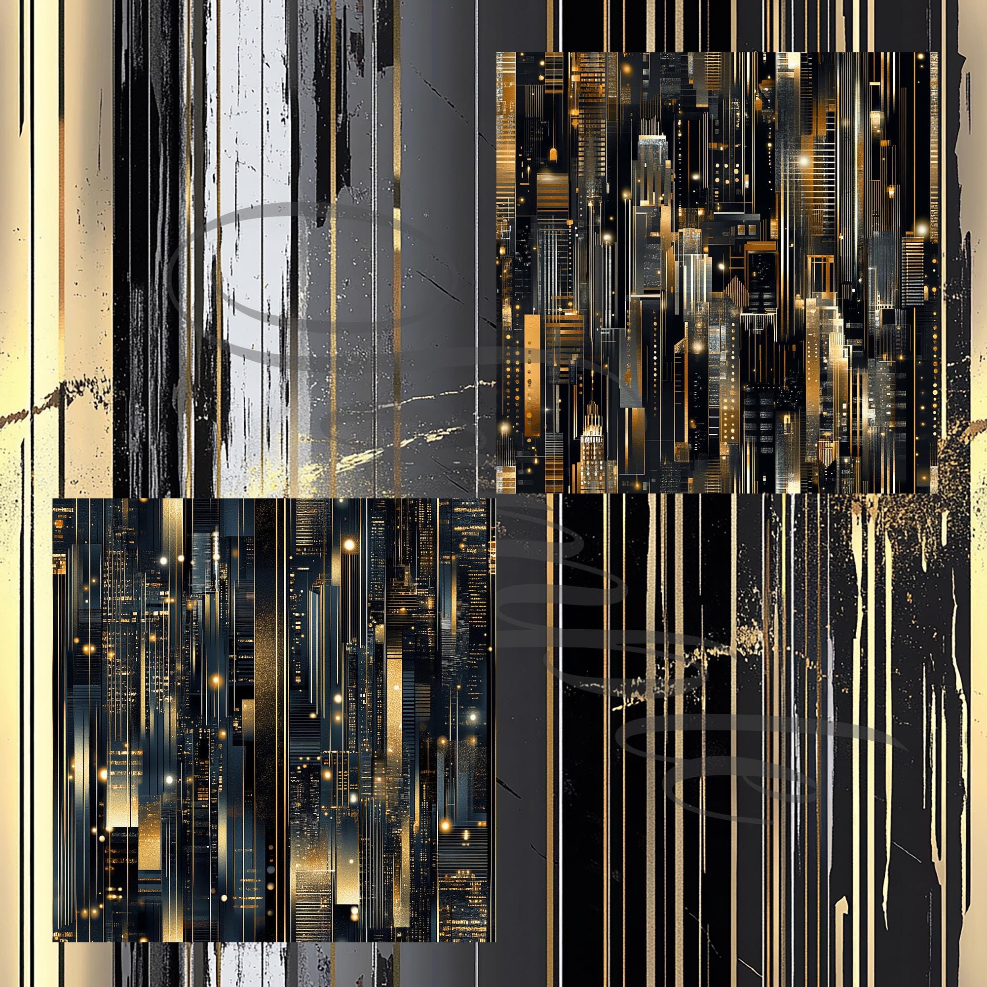 Luxury Metallic Night City Texture – Seamless Urban Glamour Pattern - Etsy