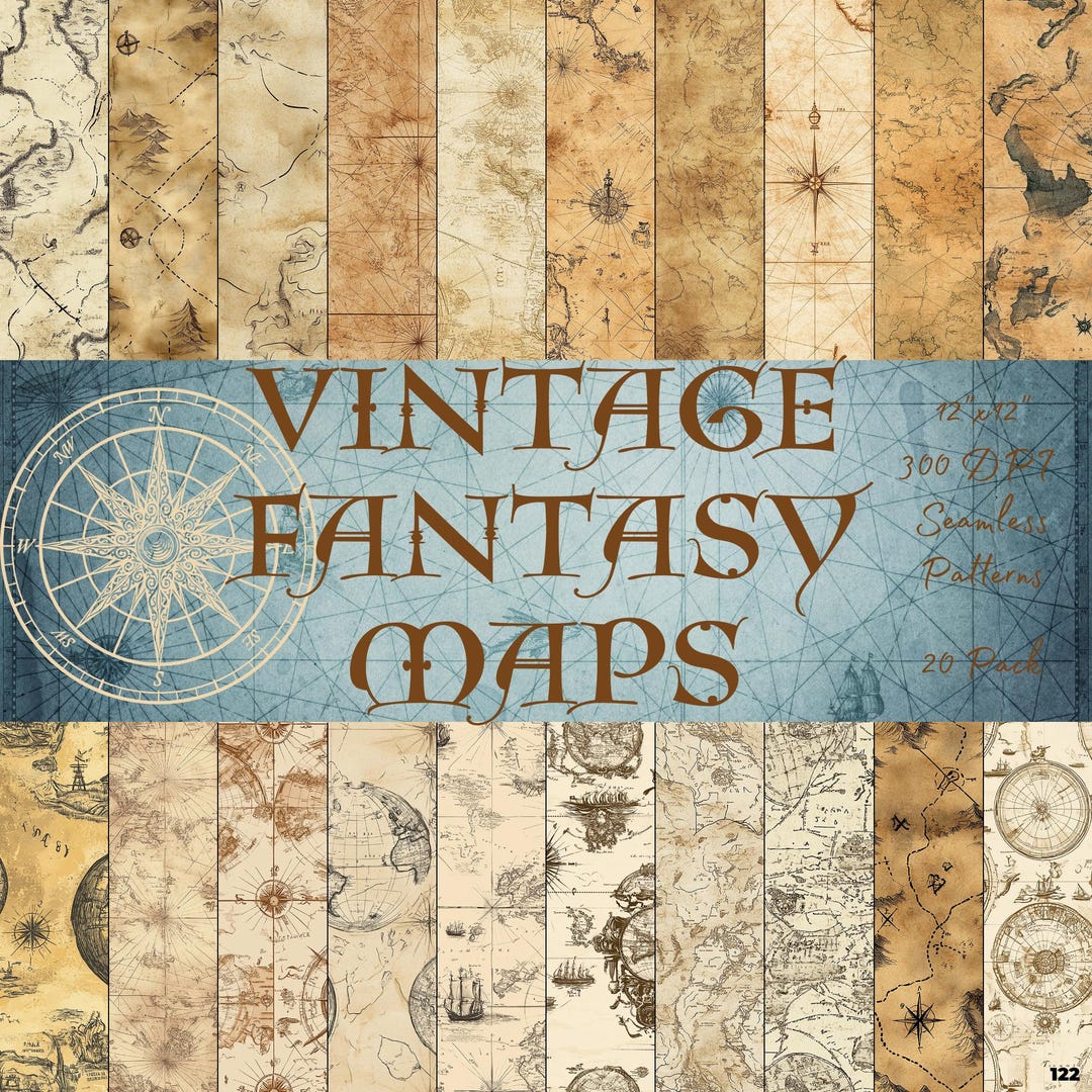Vintage Map Texture Seamless Pattern for Artistic Projects Fantasy ...