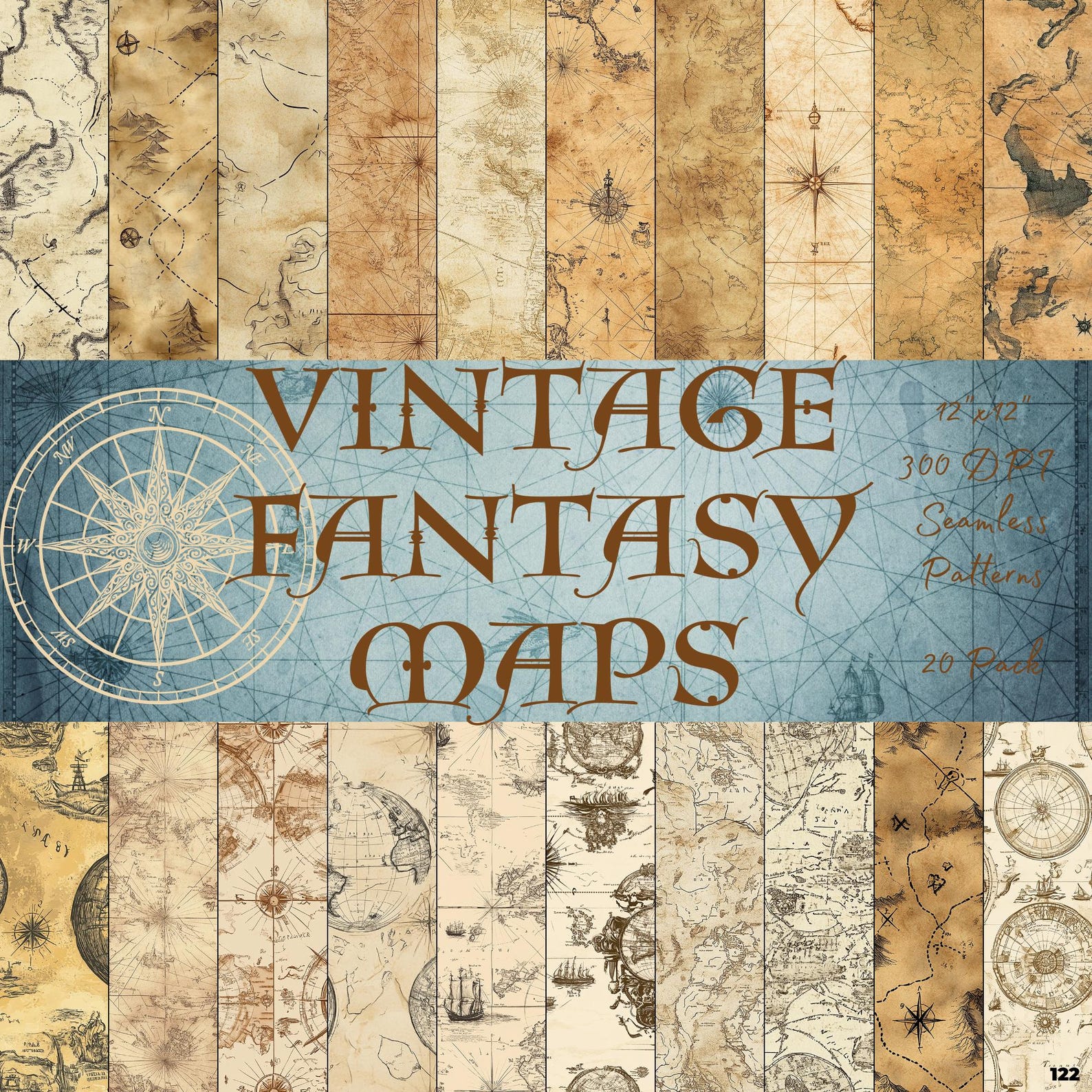 Vintage Map Texture Seamless Pattern for Artistic Projects Fantasy ...