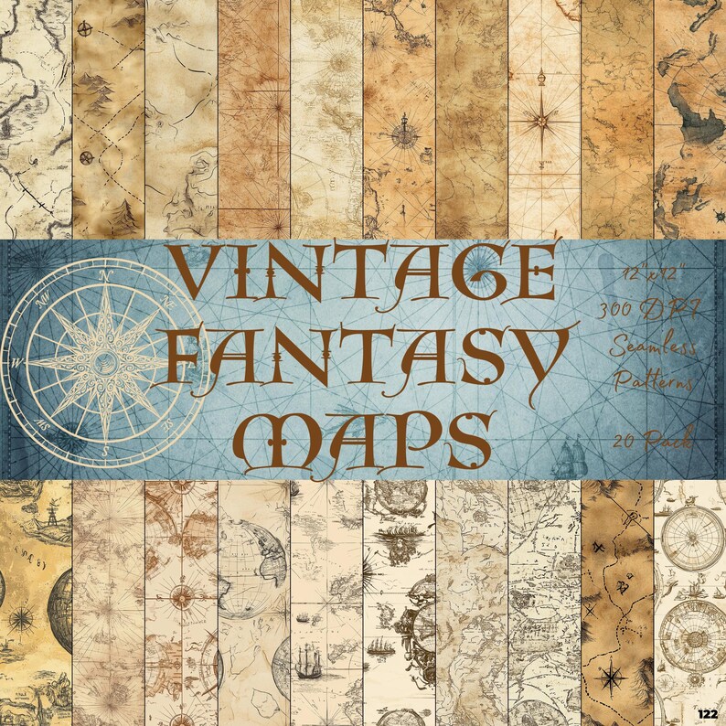 Vintage Map Texture Seamless Pattern for Artistic Projects Fantasy ...