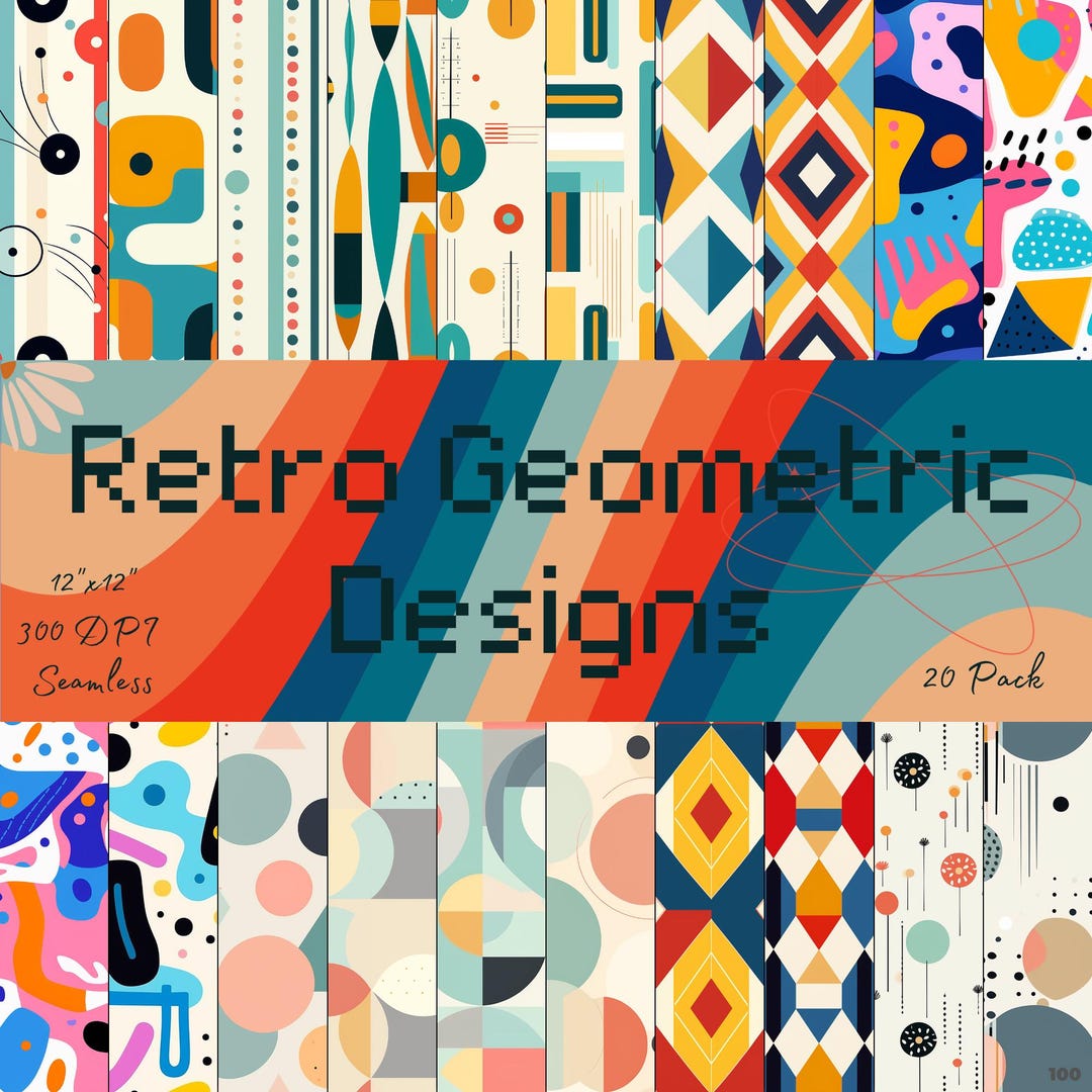 Stylish Mid-century Modern Seamless Patterns for Unique Craft and ...