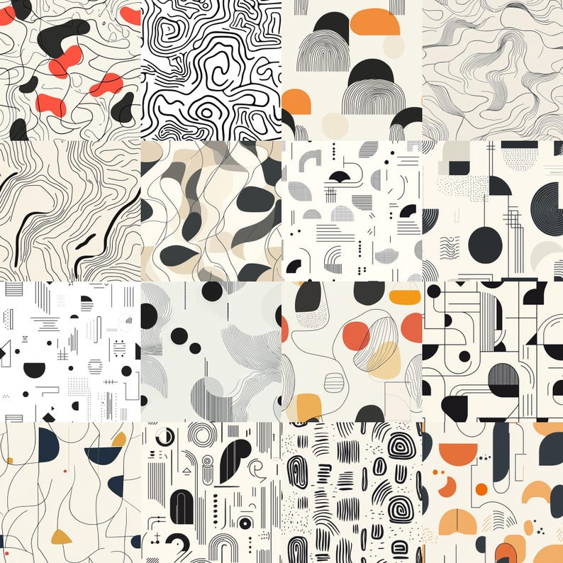 Minimalist Line Art Seamless Pattern for Modern Projects - Etsy