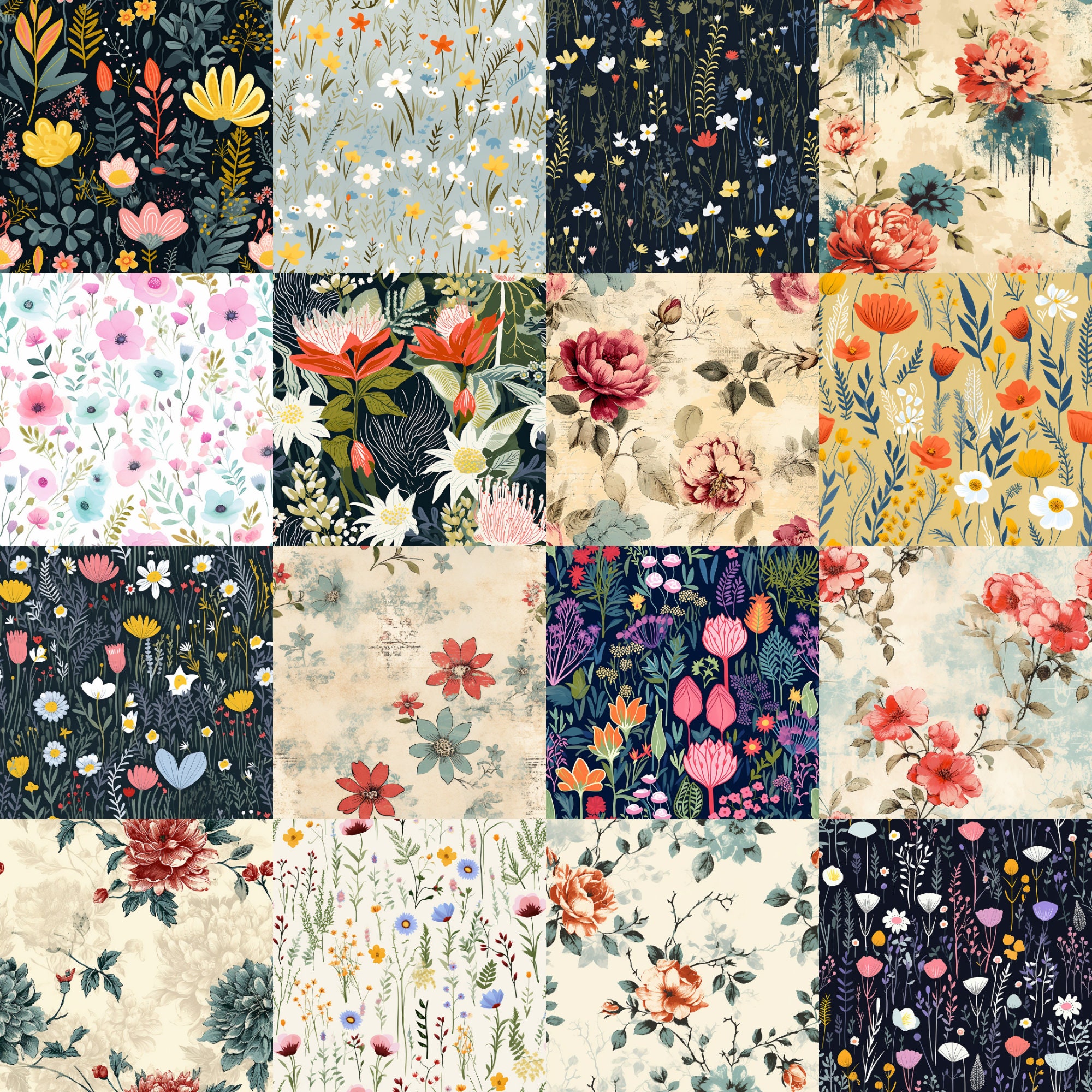 Watercolor Flower Printable Botanical Garden Scrapbooking Floral ...