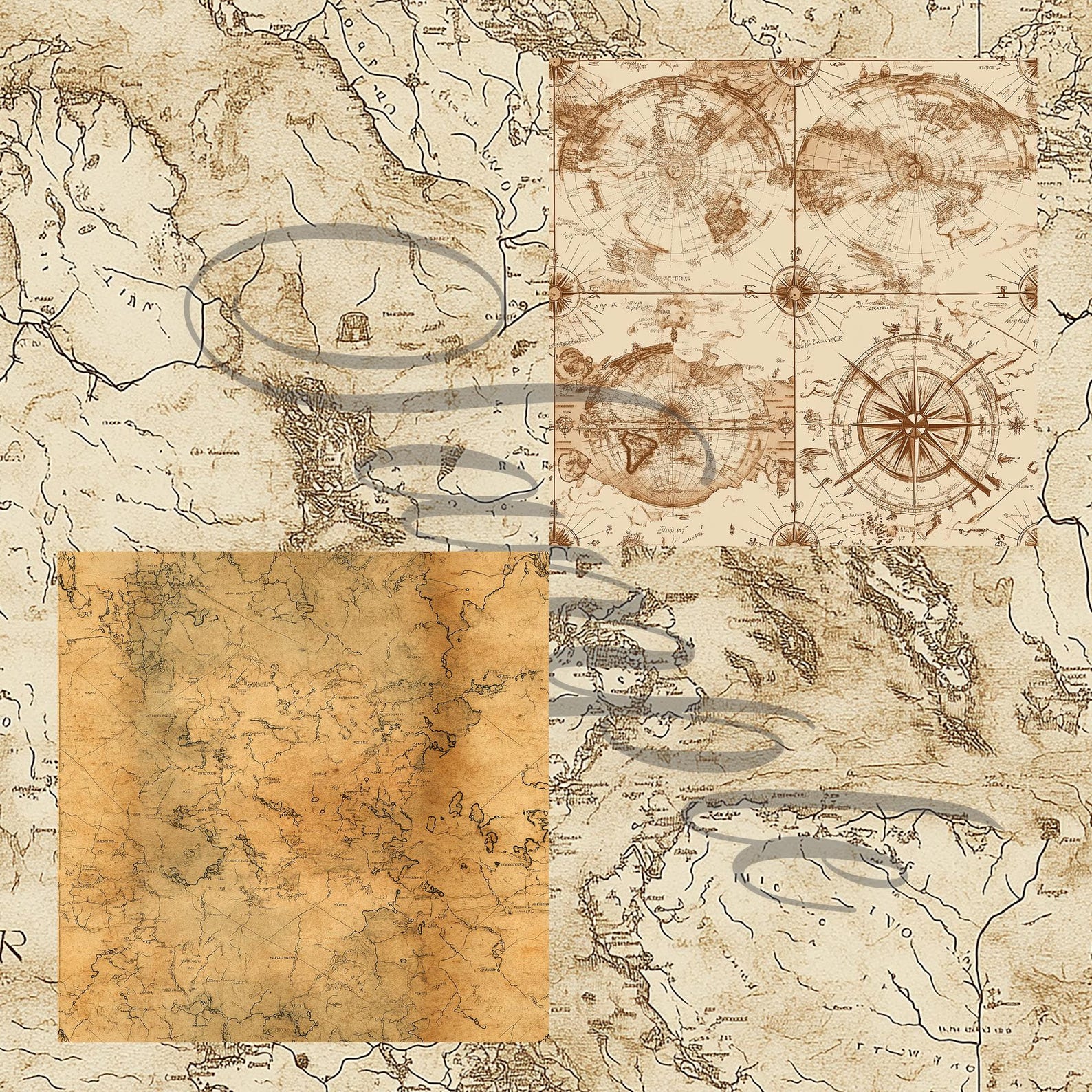 Vintage Map Texture Seamless Pattern for Artistic Projects Fantasy ...