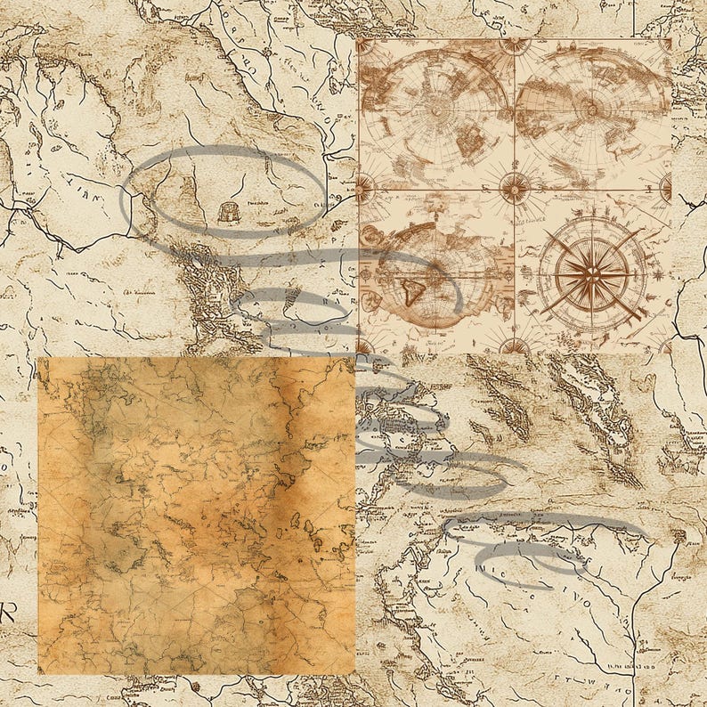 Vintage Map Texture Seamless Pattern for Artistic Projects Fantasy ...