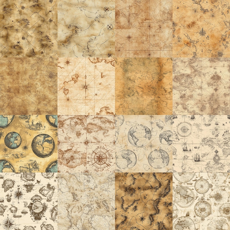 Vintage Map Texture Seamless Pattern for Artistic Projects Fantasy ...