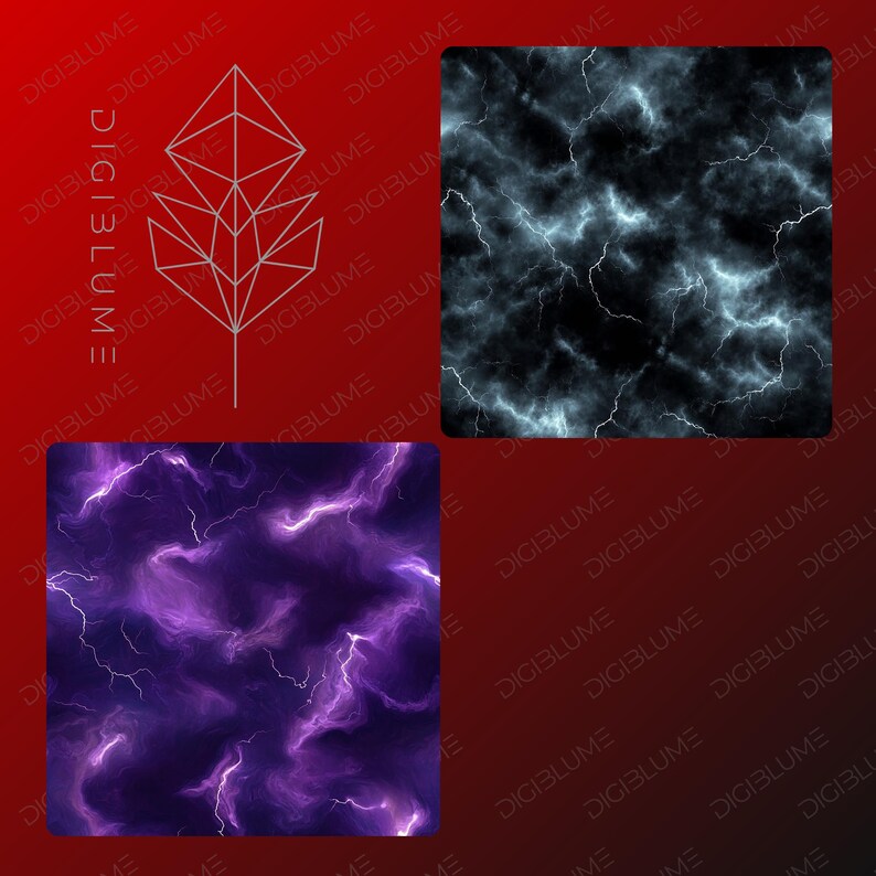 Moody Lightning Seamless Pattern Dark Stormy Clouds Digital Backgrounds ...