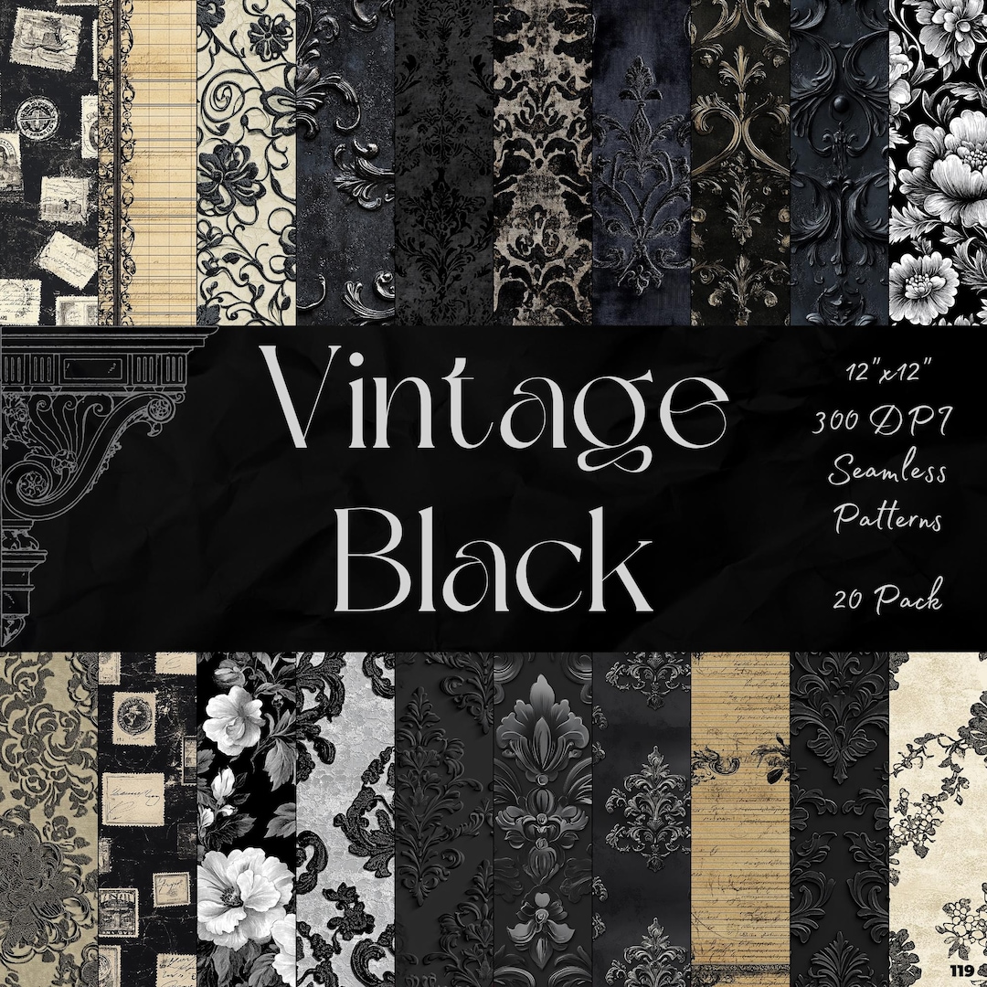 Vintage Black Paper Texture Seamless Pattern for Elegant Design - Etsy