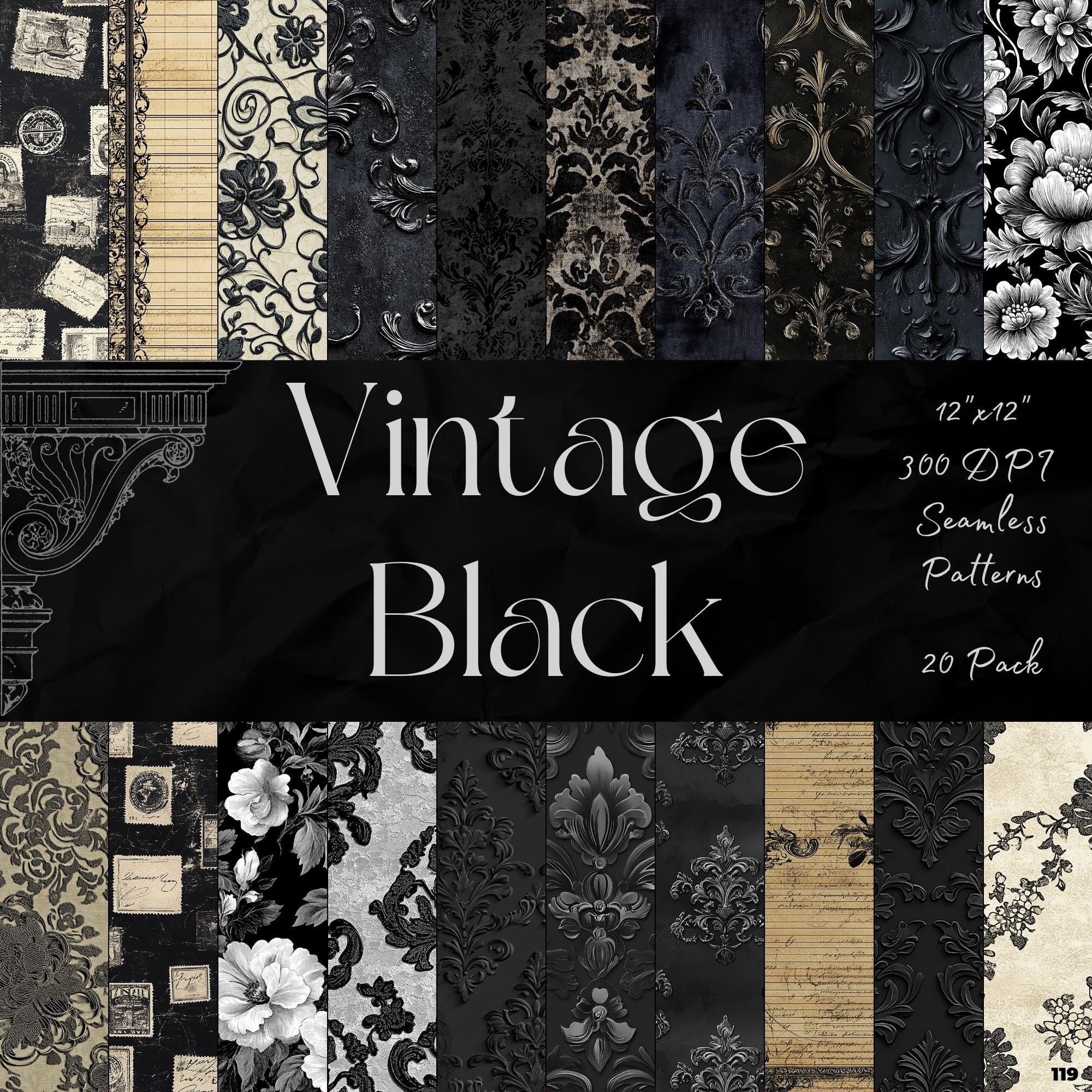 Vintage Black Paper Texture Seamless Pattern for Elegant Design - Etsy