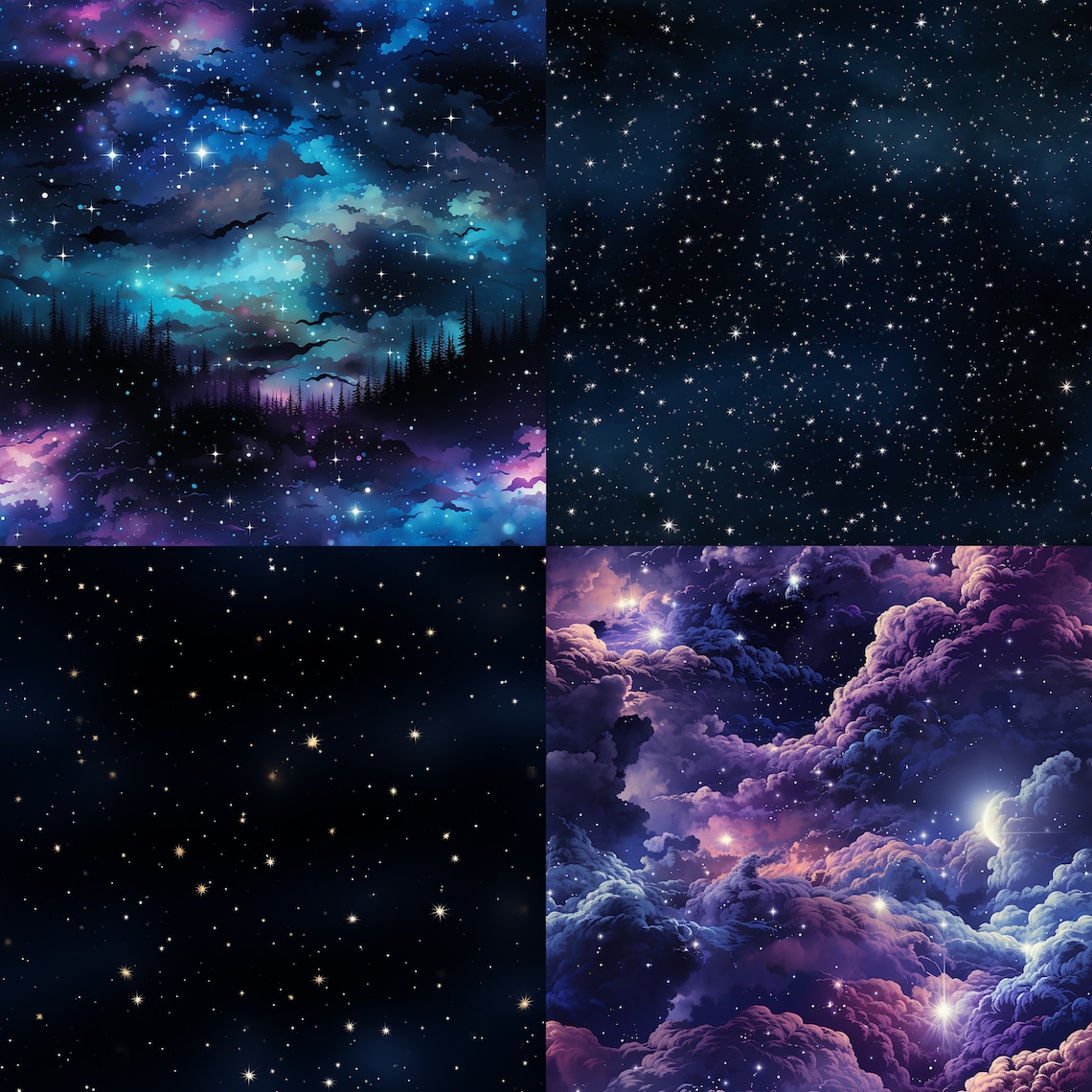 Galaxy Night Sky Scrapbook Digital Astronomy Themed Printable Starry ...