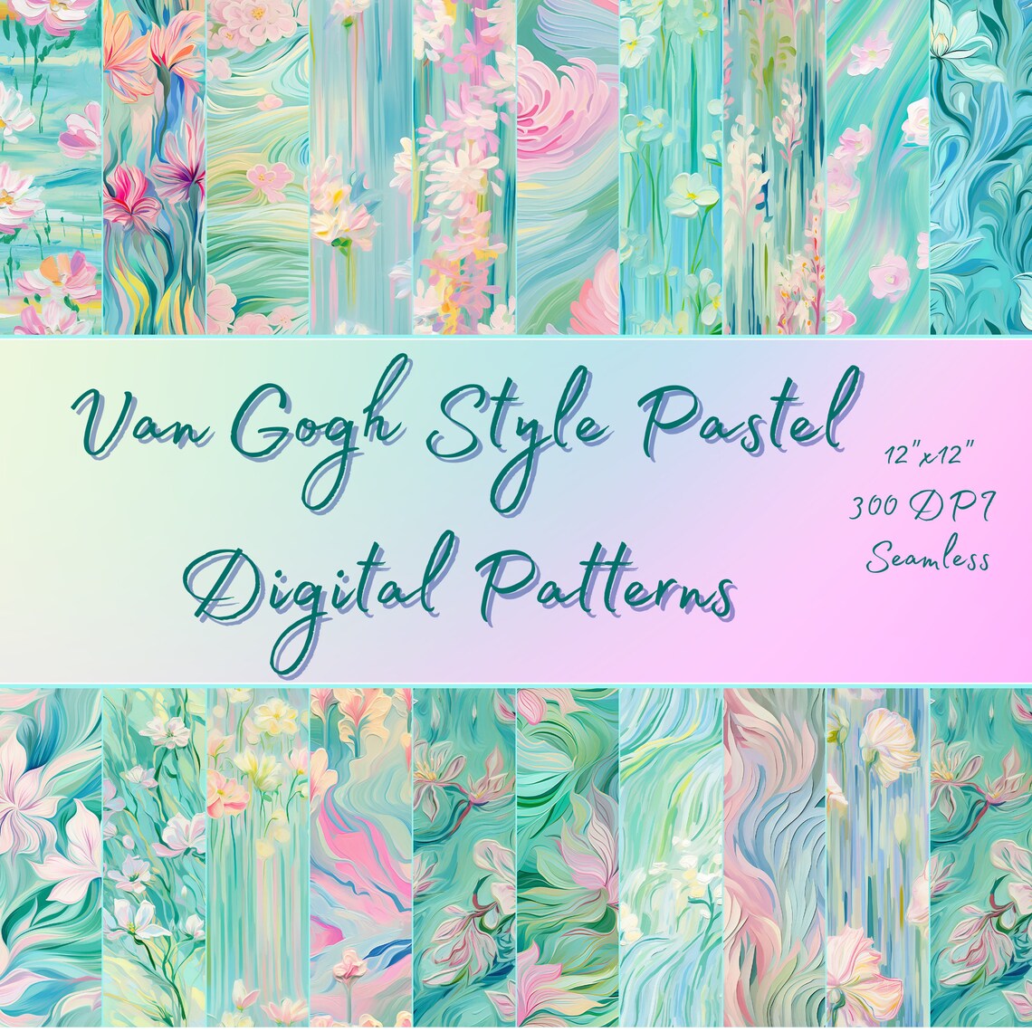Van Gogh Styled Pastel Print Pattern Pastel Colors Seamless Digital ...